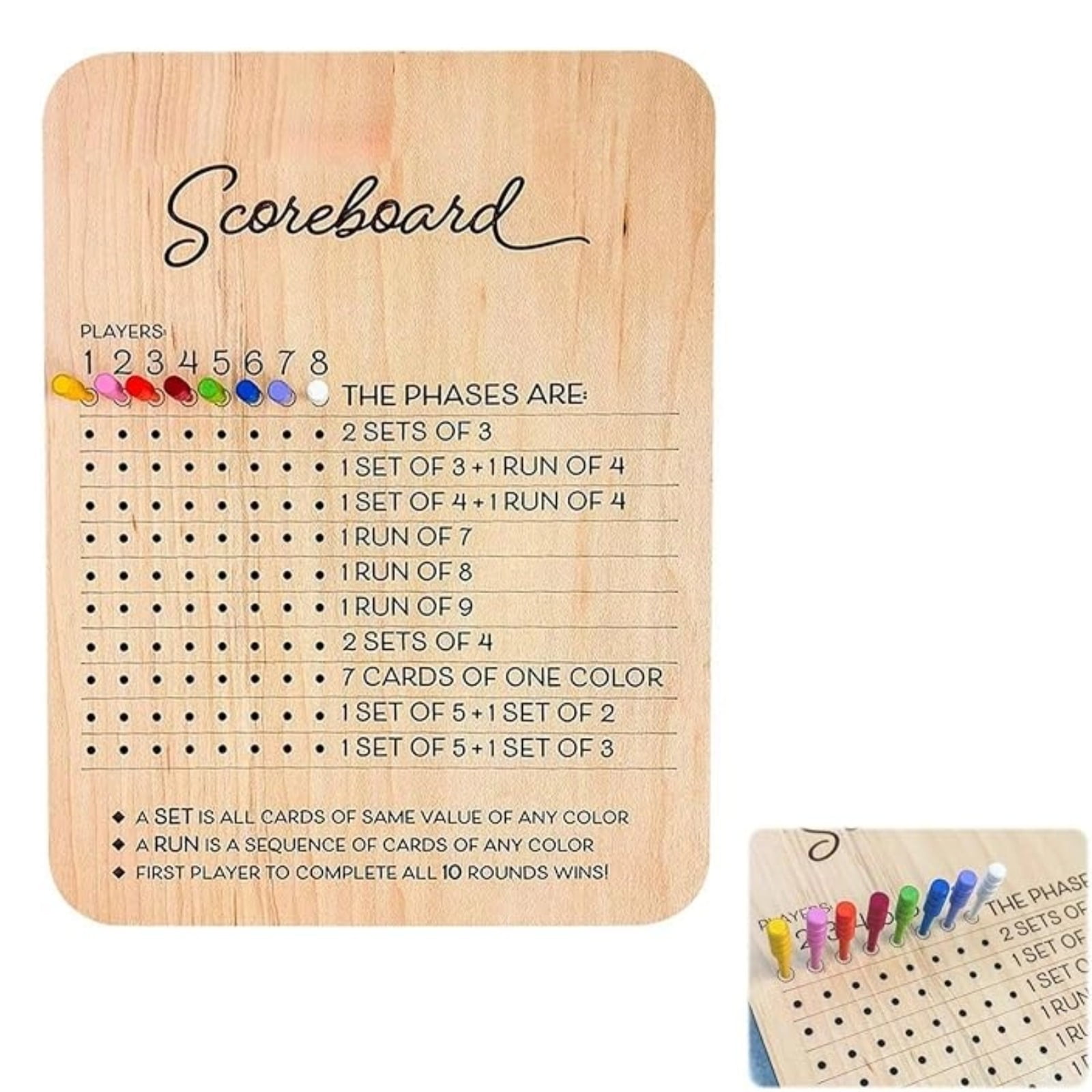 Phase 10 Scoreboard, Wooden Phase 10 Score Board, Phase 10 Score Sheets ...