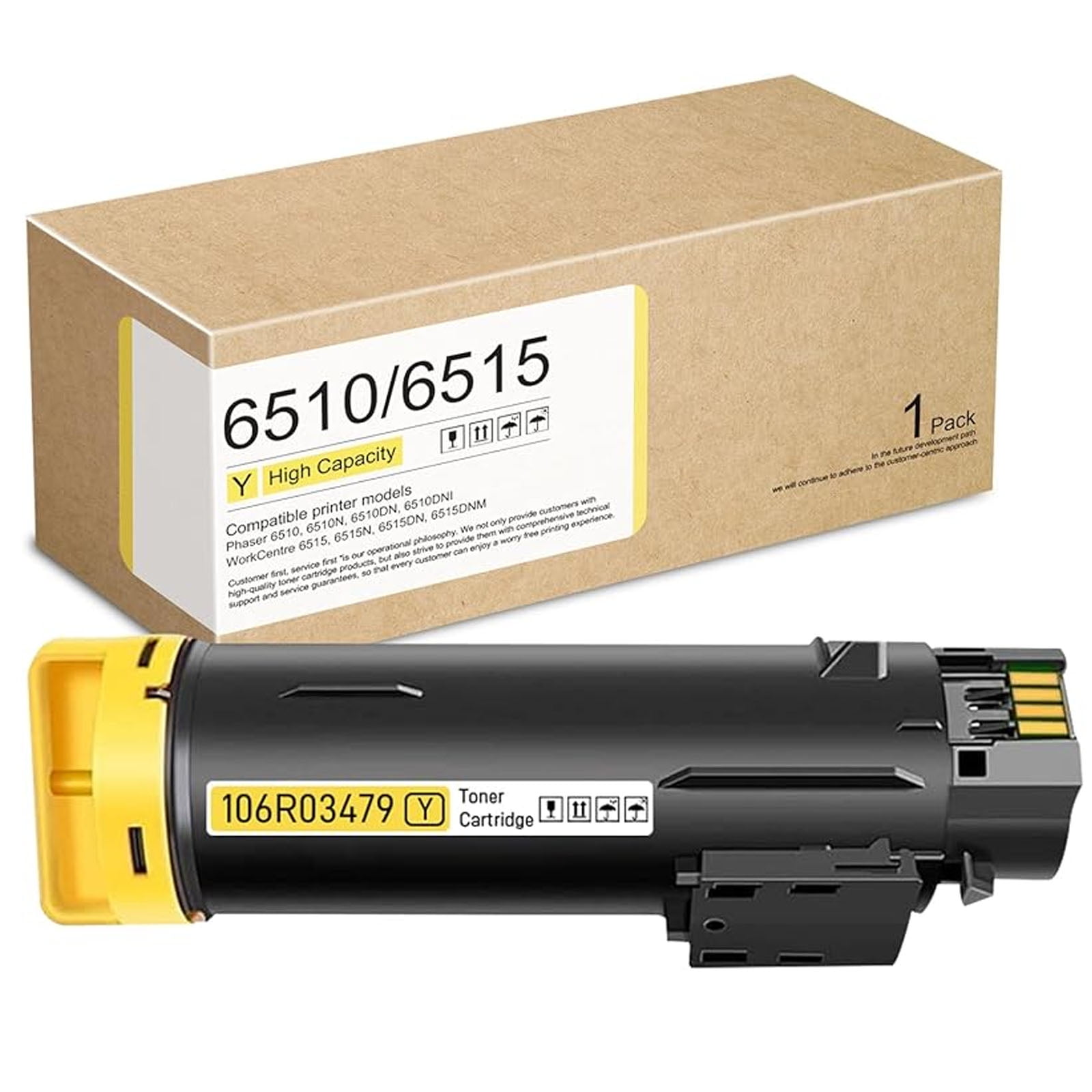 Phaser 6510 WorkCentre 6515 High Yield Toner ( 4-Pack, BK/C/M/Y)- Compatible 106R03480 106R03477 ...