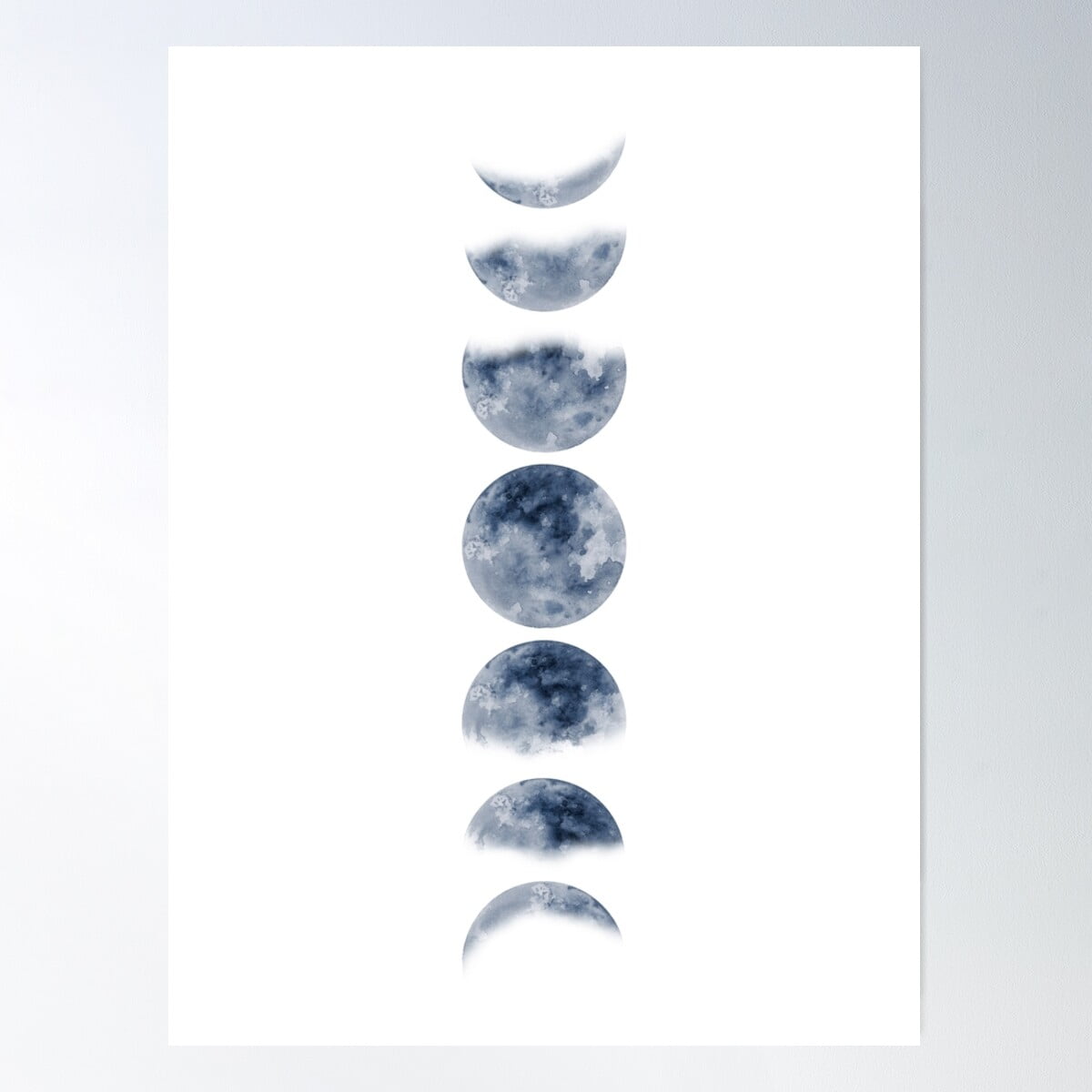 Phases Of The Moon (Indigo Blue) Poster Wall Art, Modern Wall Decor For ...