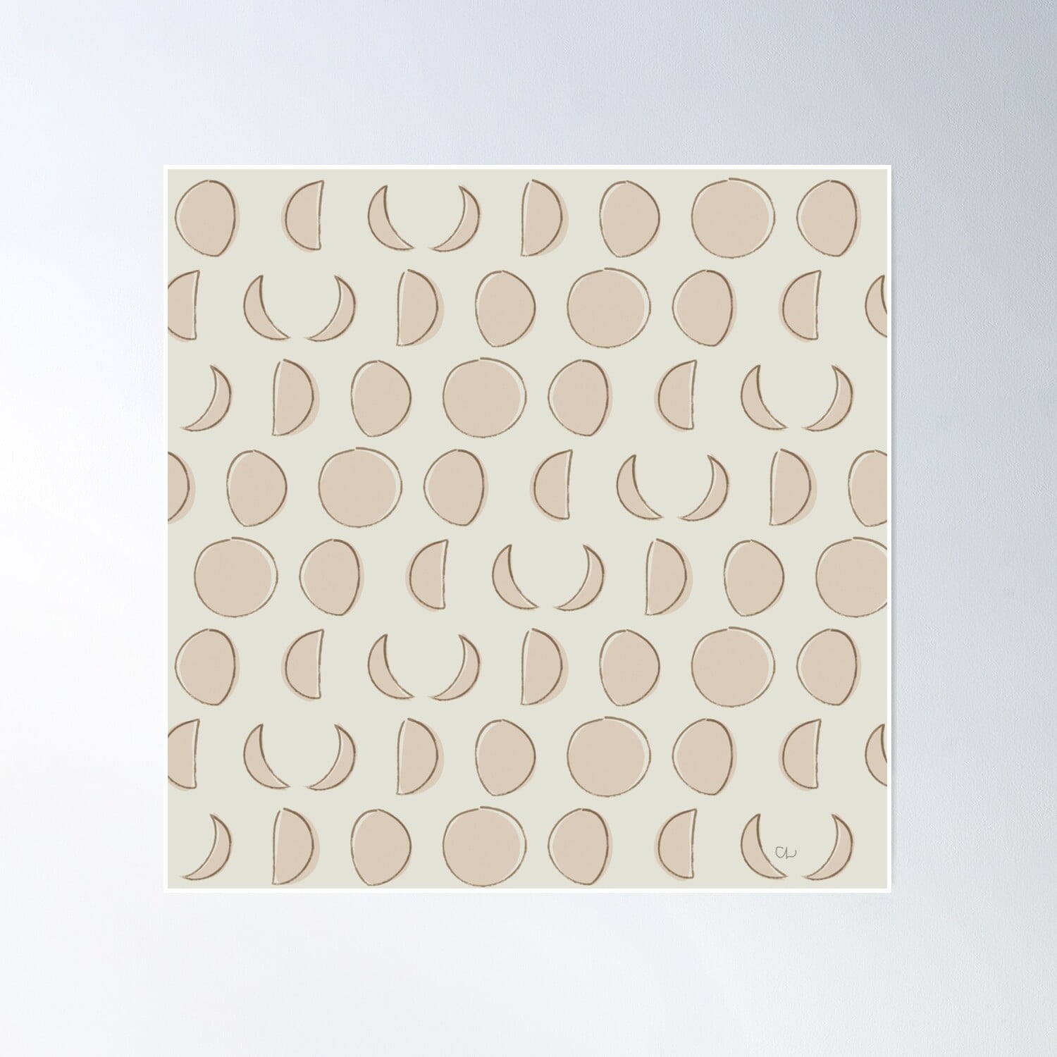 Phases Of The Moon Pattern Ii Poster Wall Art, Modern Wall Decor, 16x16 ...