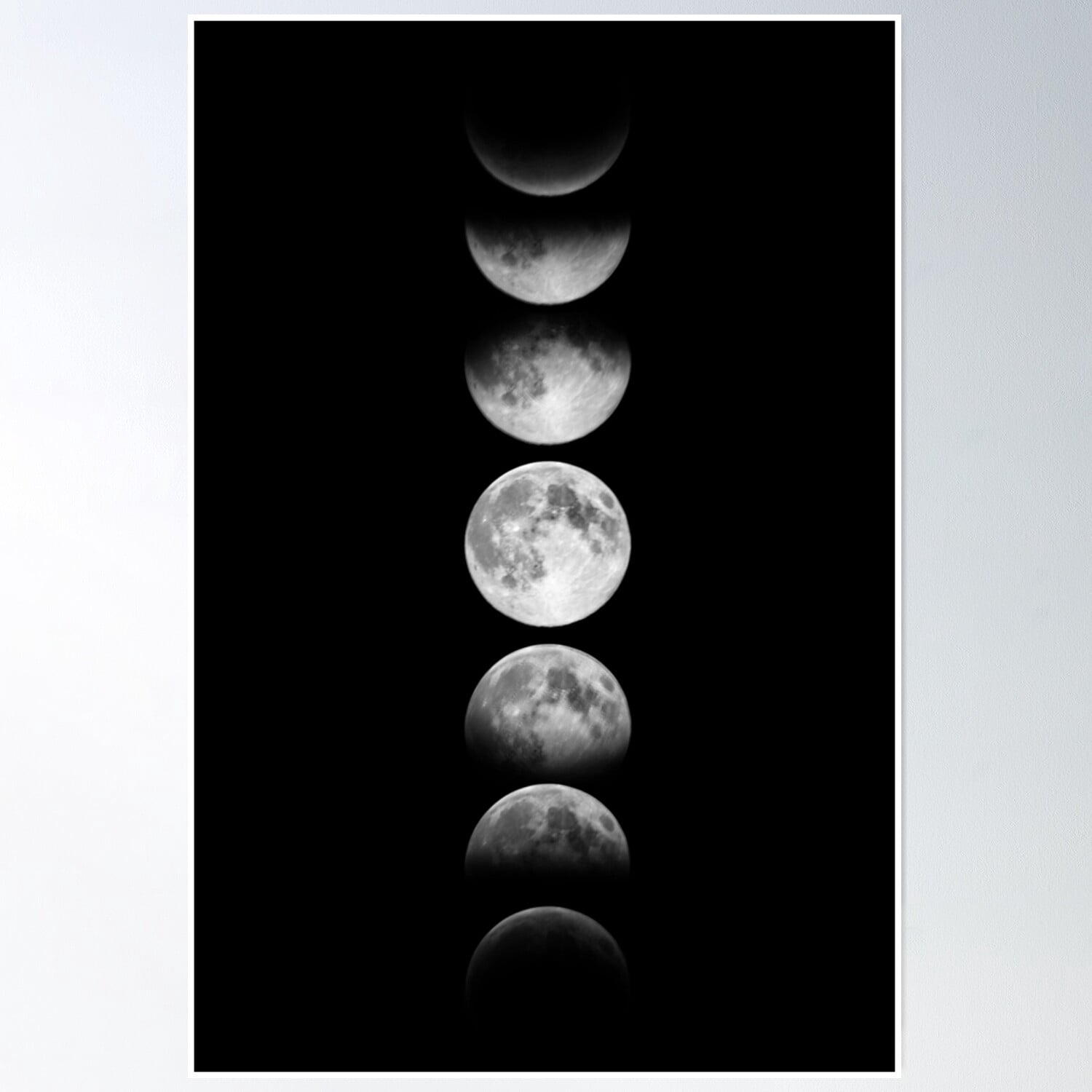 Phases Of The Moon - White Poster Wall Art, Modern Wall Decor, 8x12 ...