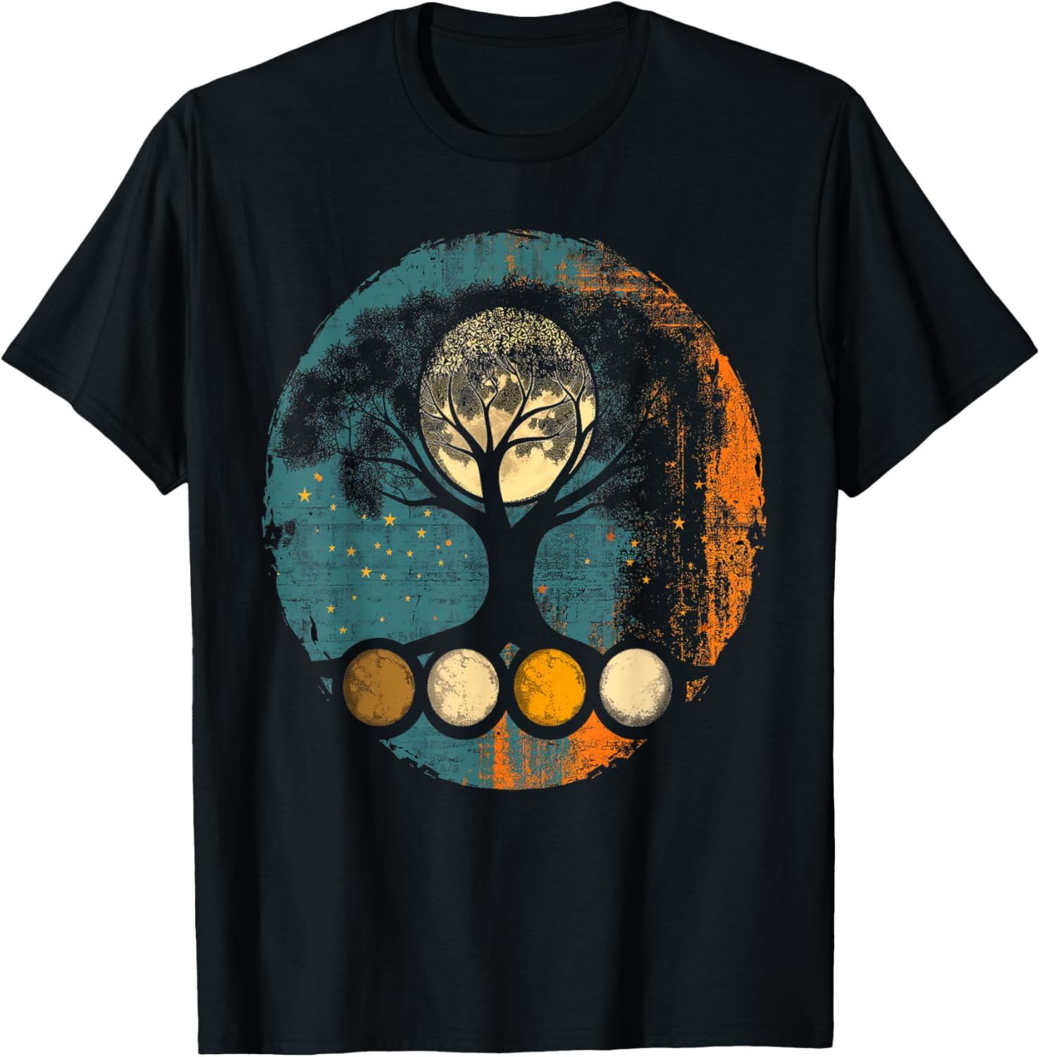 Phases of the Moon Retro 60's 70's Vibe Tree of Life T-Shirt - Walmart.com