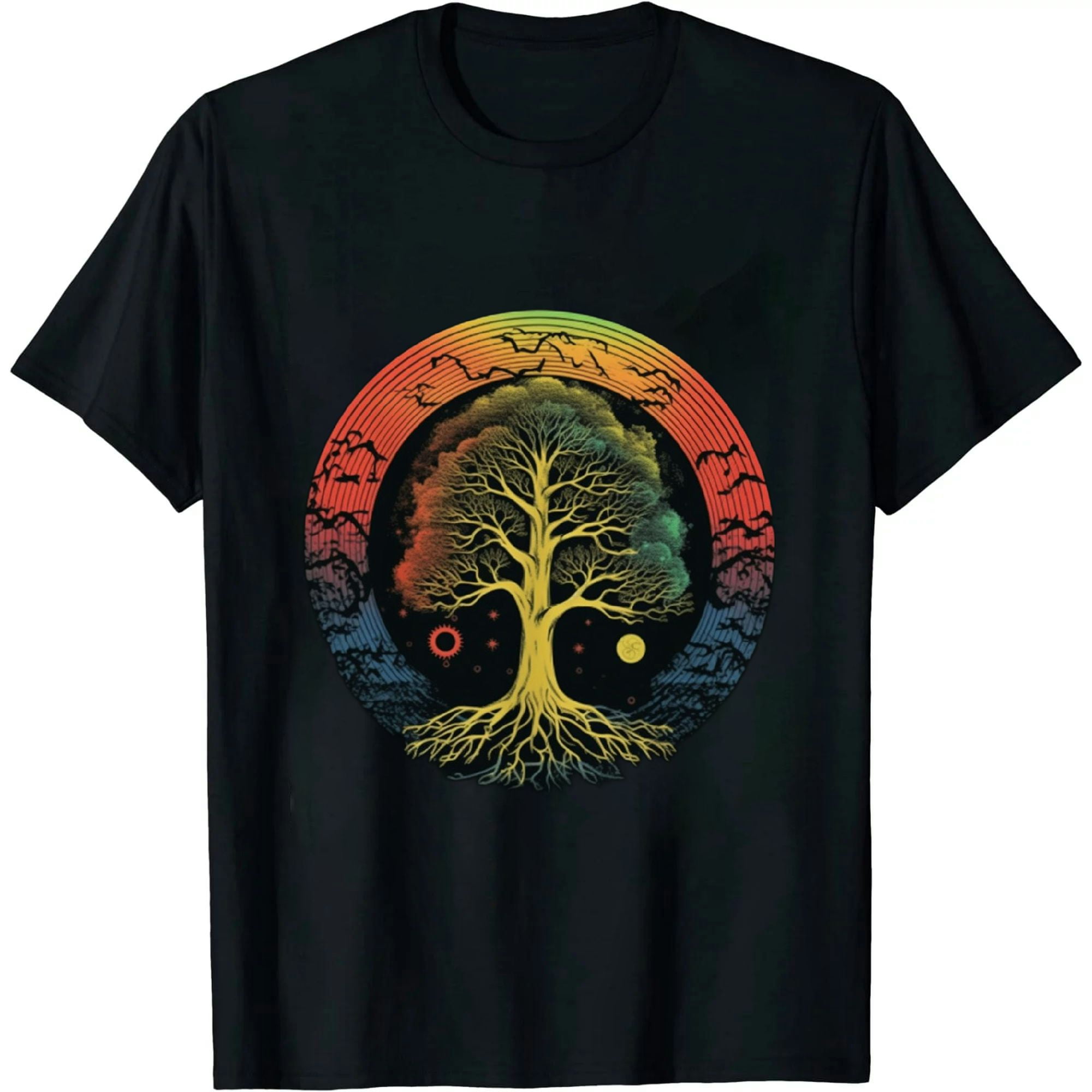 Phases of the Moon Retro 60's 70's Vibe Tree of Life T-Shirt - Walmart.com