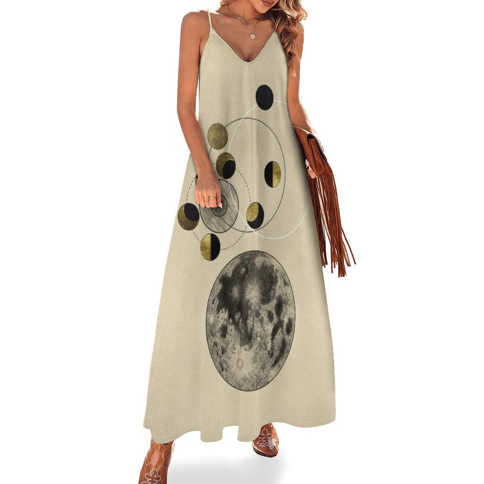Phases of the Moon Sleeveless Dress Dress vintage ceremony dresses ...