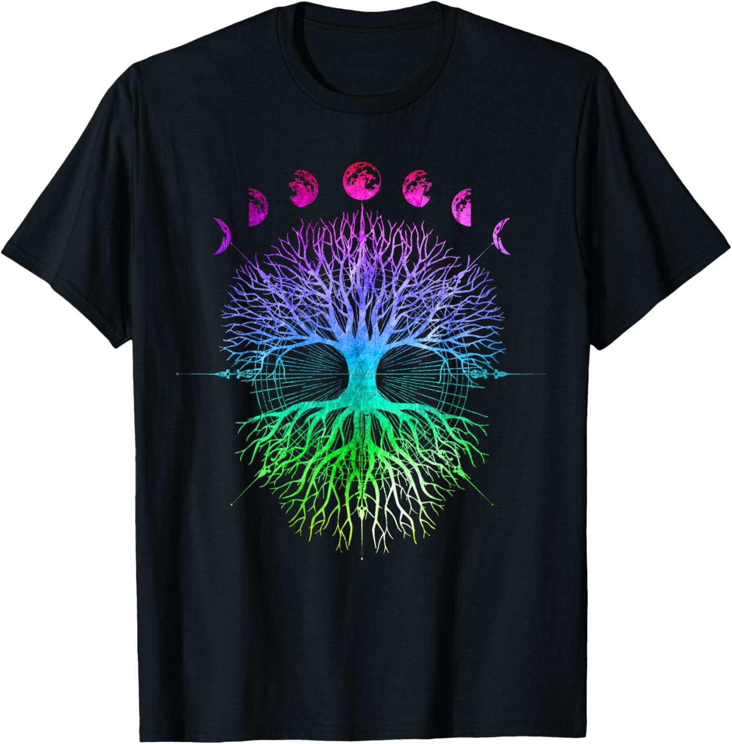Phases of the Moon Tree of Life Mystical Zen Yoga Meditation T-Shirt100 ...