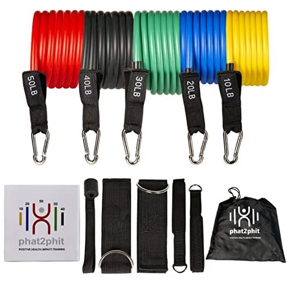 Phat2Phit Latex Resistance Bands, Fitness Workout Set with Door Anchor ...
