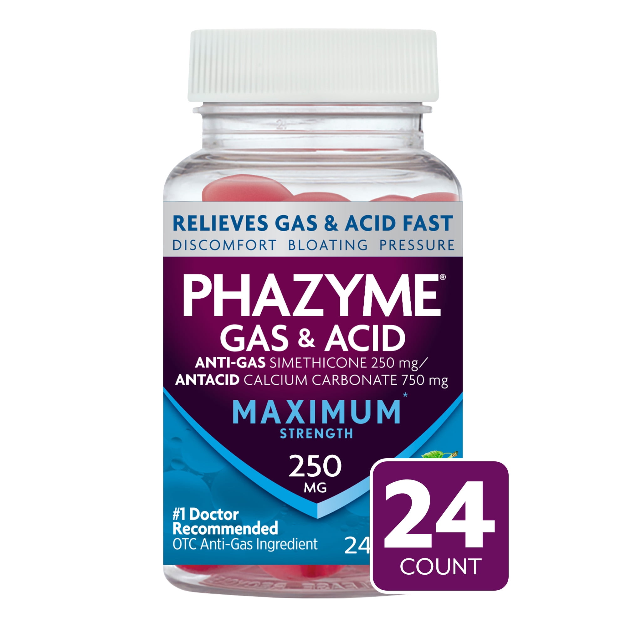 Phazyme Maximum Strength Gas & Acid Relief, Works Fast, Cherry Flavor ...