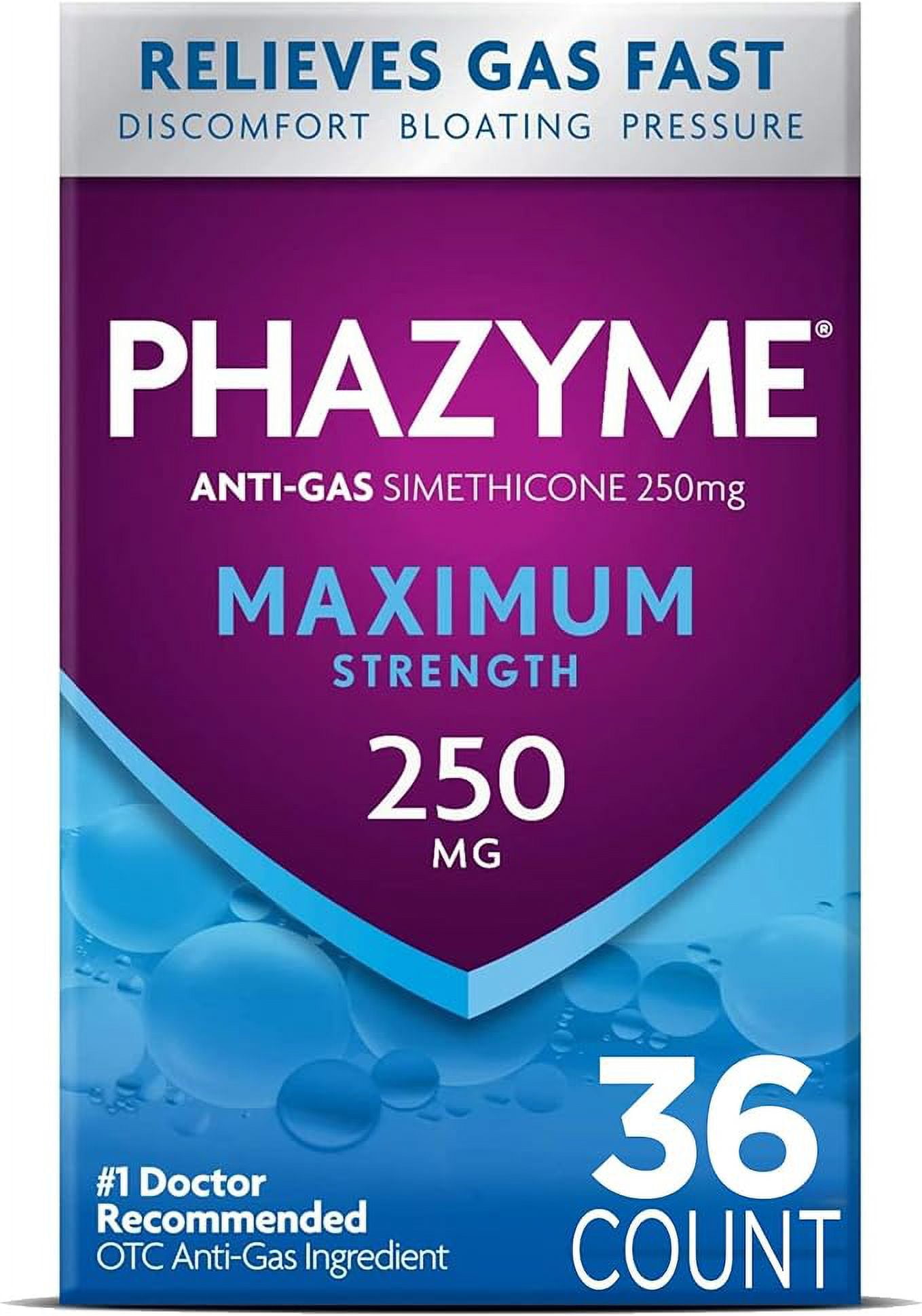 Phazyme Maximum Strength Gas and Bloating Relief, 250 mg Simethicone ...