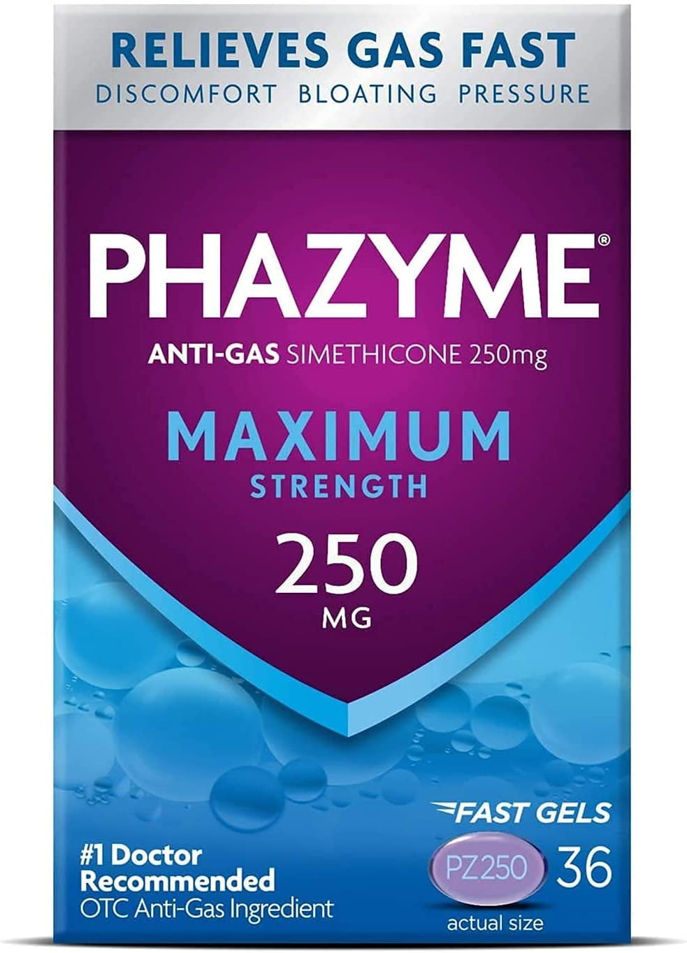 Phazyme Strength Gas Relief Softgels, 36 Count, Relieve Bloating and ...