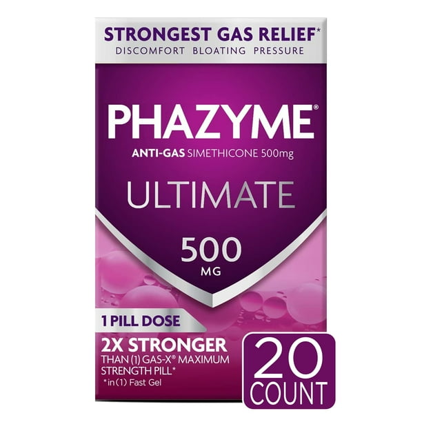 Phazyme Ultimate Gas & Bloating Relief, Gas Relief Works in Minutes, 20 ...