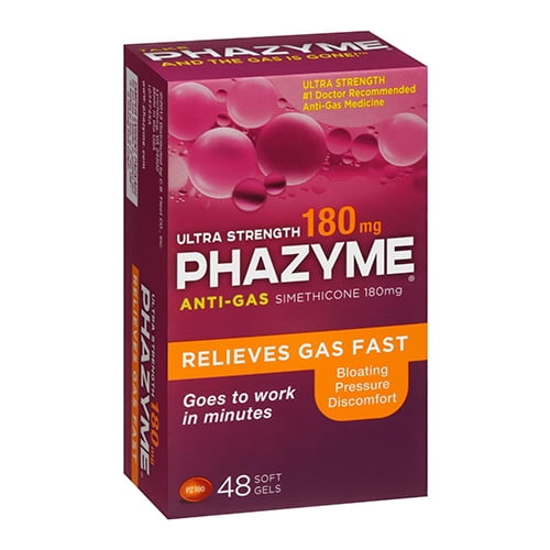 Phazyme Ultra Strength Simethicone 180mg Anti-Gas Softgels, 48 Count ...