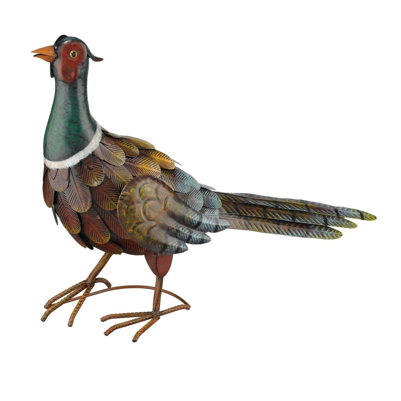Ornate Metal Pheasant Decor Up - 22.5"x6.25"x15.25", Hand-Painted ...