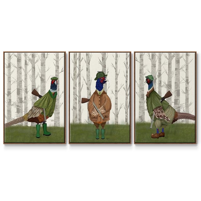 Pheasant Shooting Party 1 - Framed Premium Gallery Wrapped Canvas L ...
