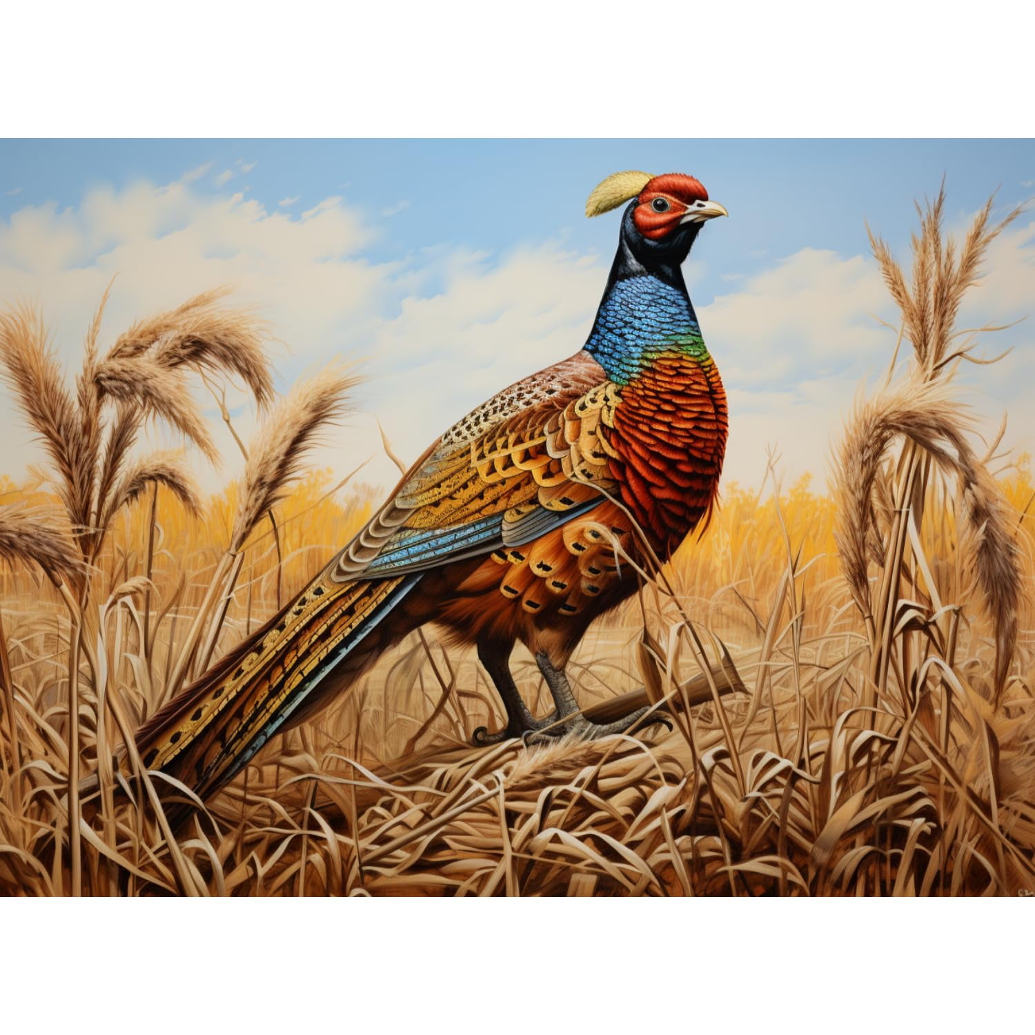 Pheasant Stand on Grass DIY 5D Diamond Art Painting by Number Kits for ...
