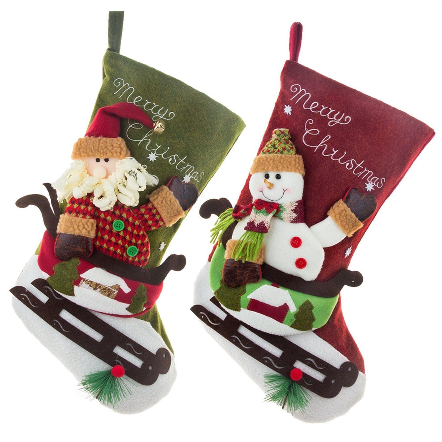Phenas 2Pcs 21 inch Plaid Christmas Stockings Snowman Santa One Piece ...