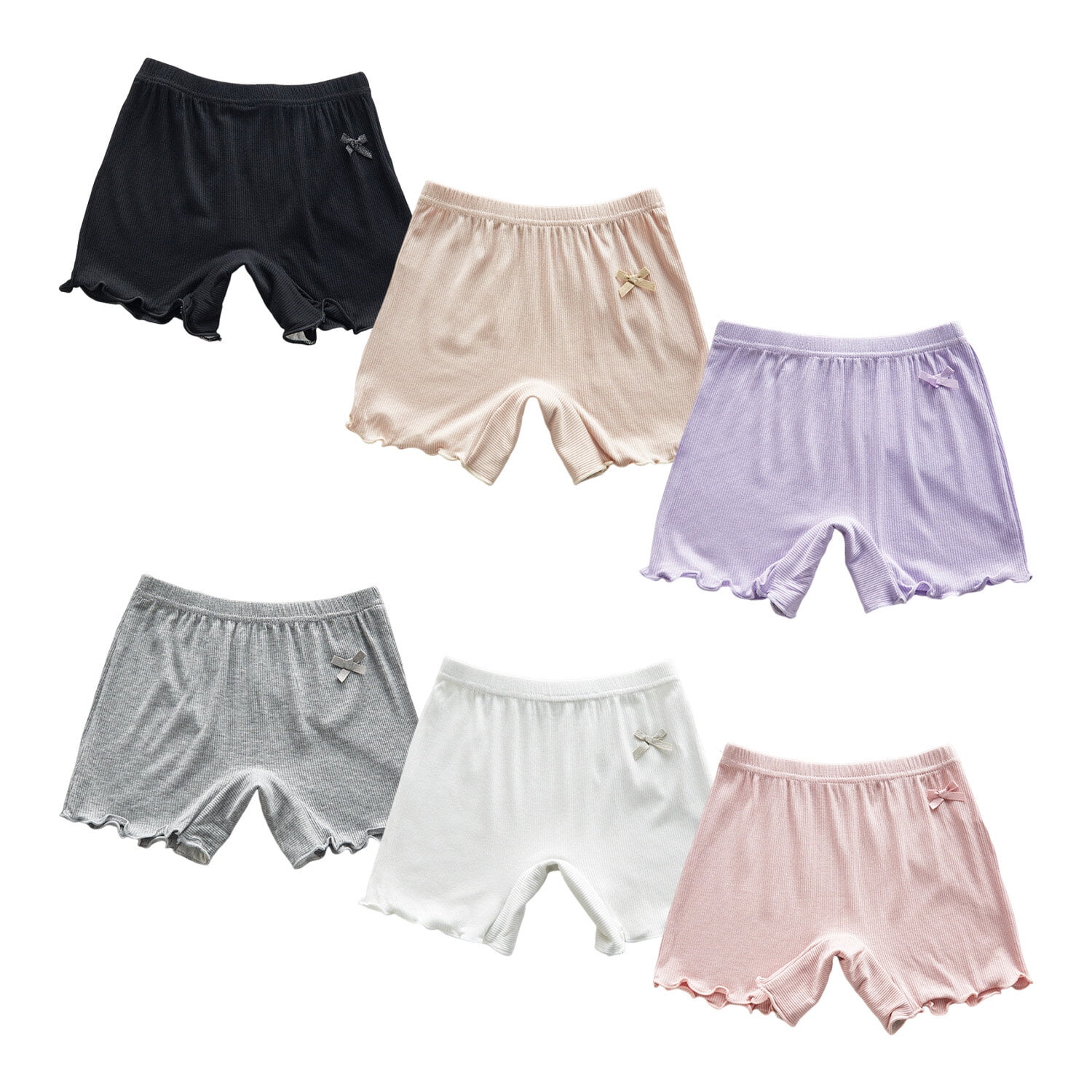 Phenas 6 Pack Toddler and Girls Ruffled Dance Shorts Bike Shorts Under ...
