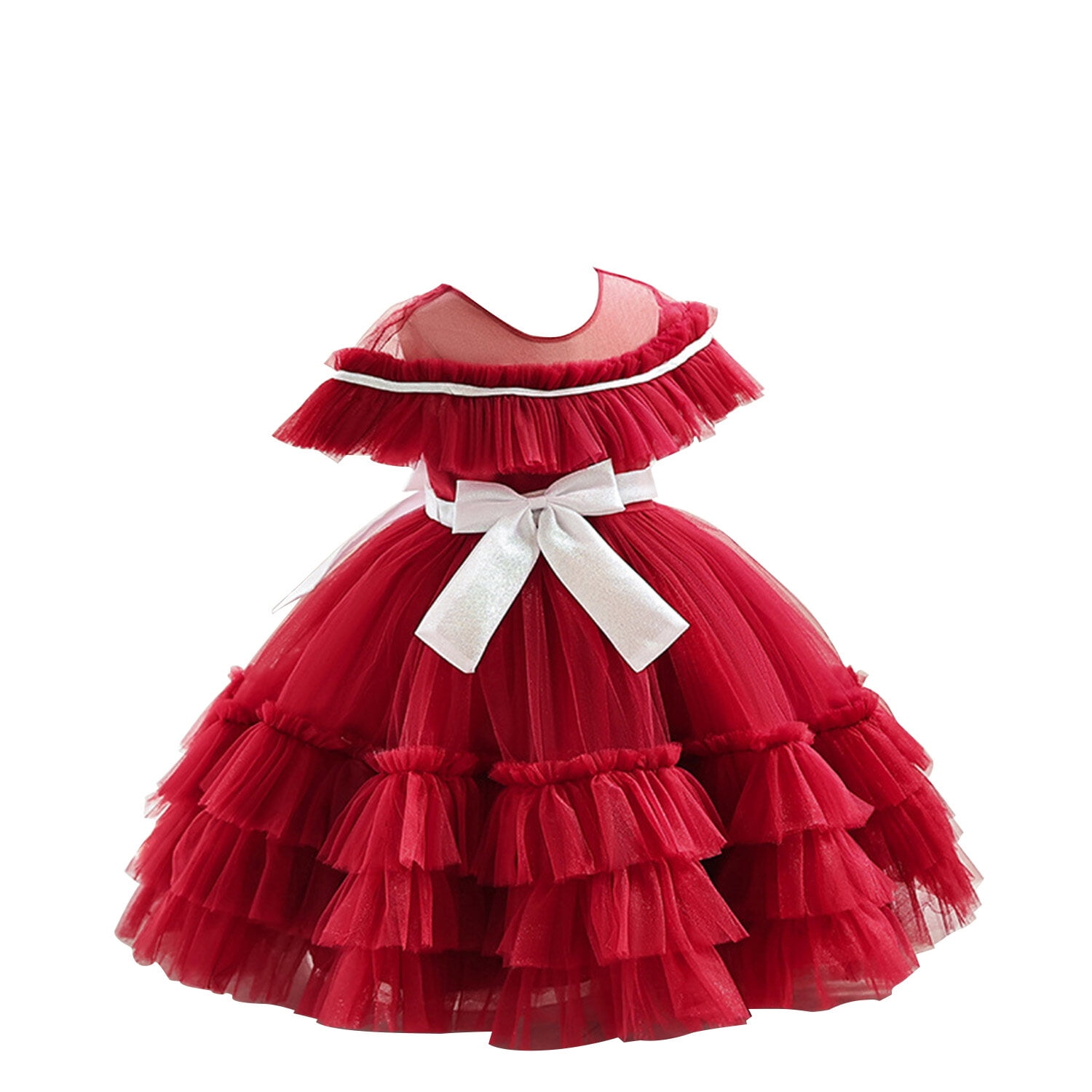 Phenas Baby Girls Ruffle Dress Ball Gown Party Pageant Wedding Lace ...
