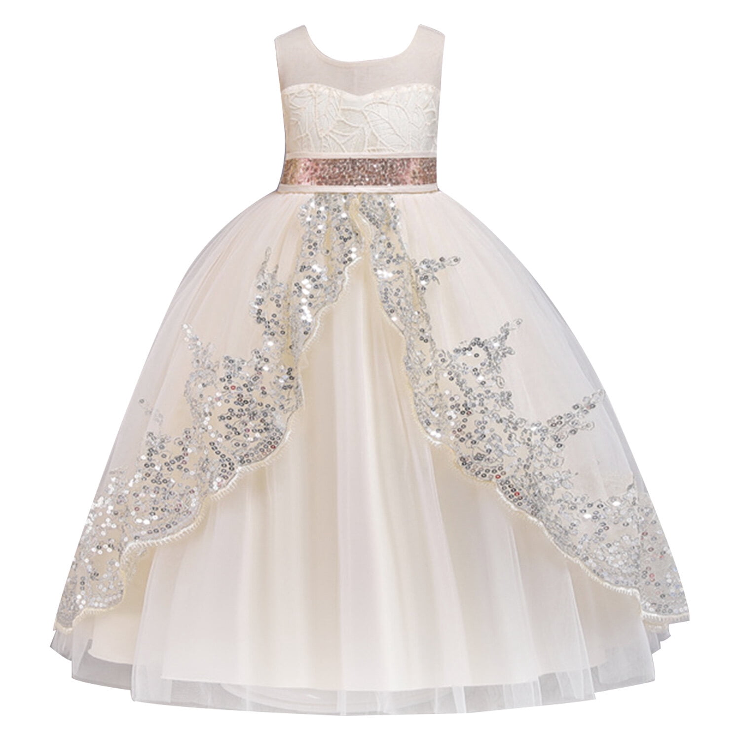 Phenas Elegant Lace Princess Dress for Teens, Sequins Wedding Long Ball ...