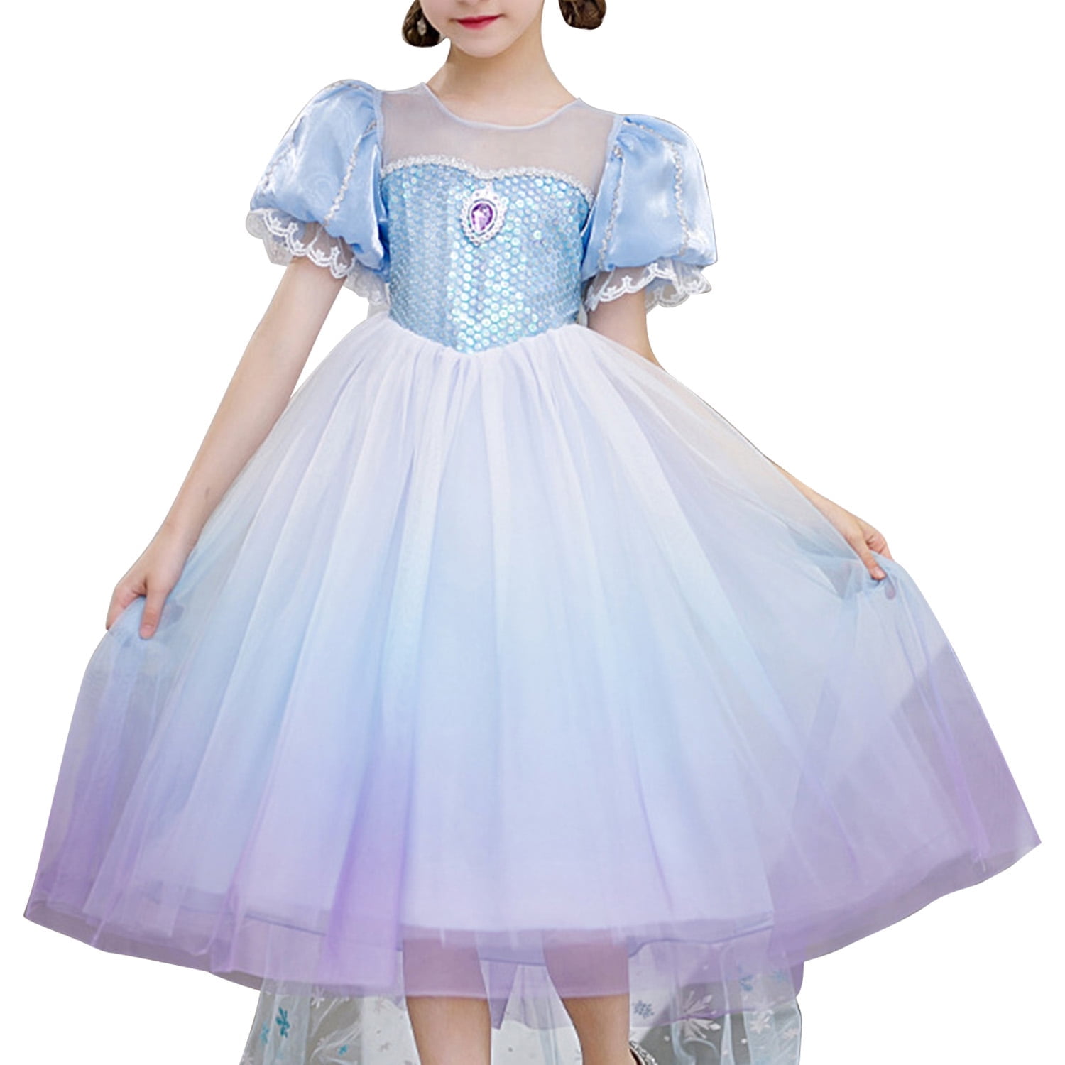 Phenas Elsa Costume for Girls Princess Dress Up Costume Cosplay Fancy ...