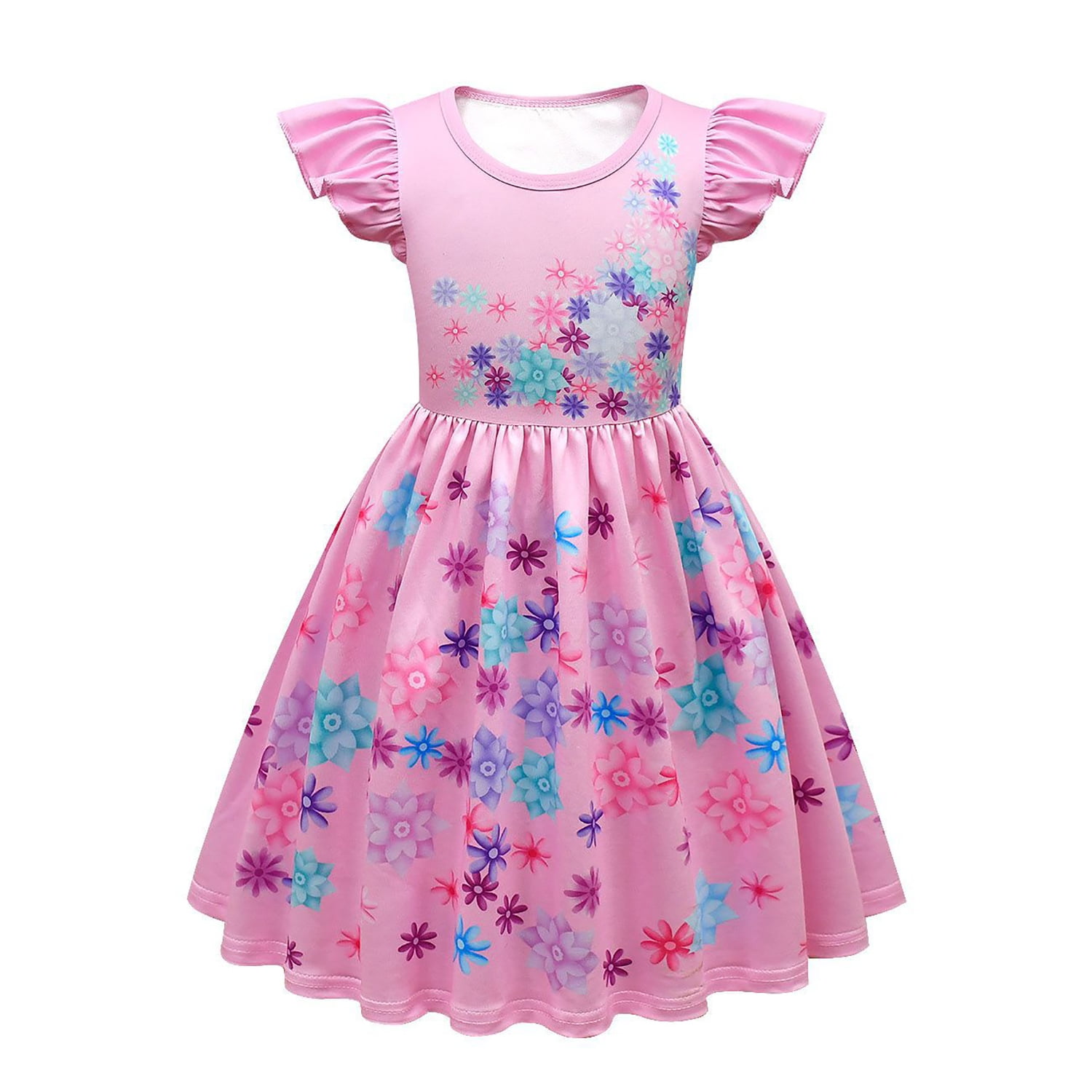 Phenas Girls Mirabell Floral Dress Flutter Sleeve Summer Casual ...