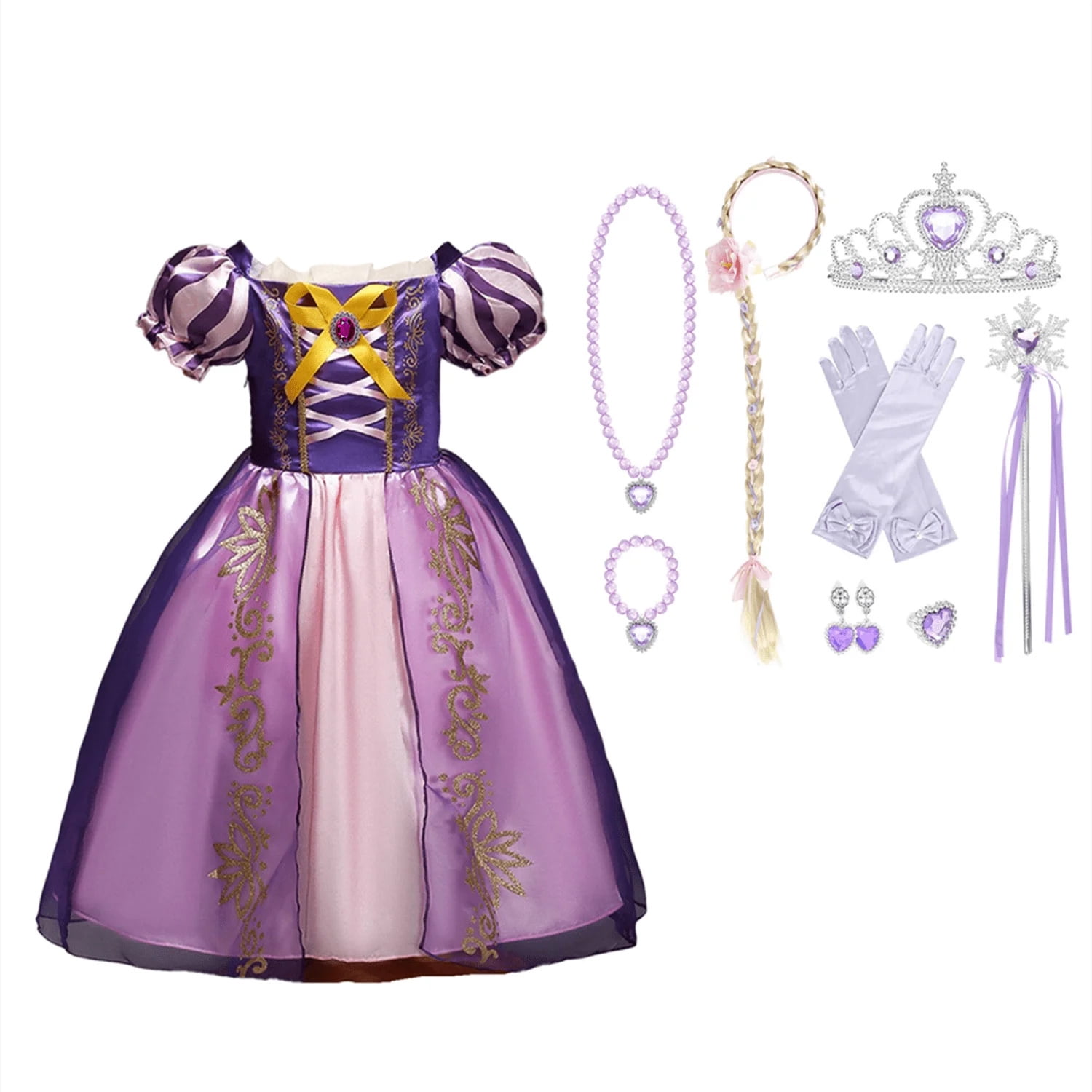 Kamo Rapunzel Princess Dress Costume for Kids with Accessories, Halloween Outfit for Girls 3-12 ...