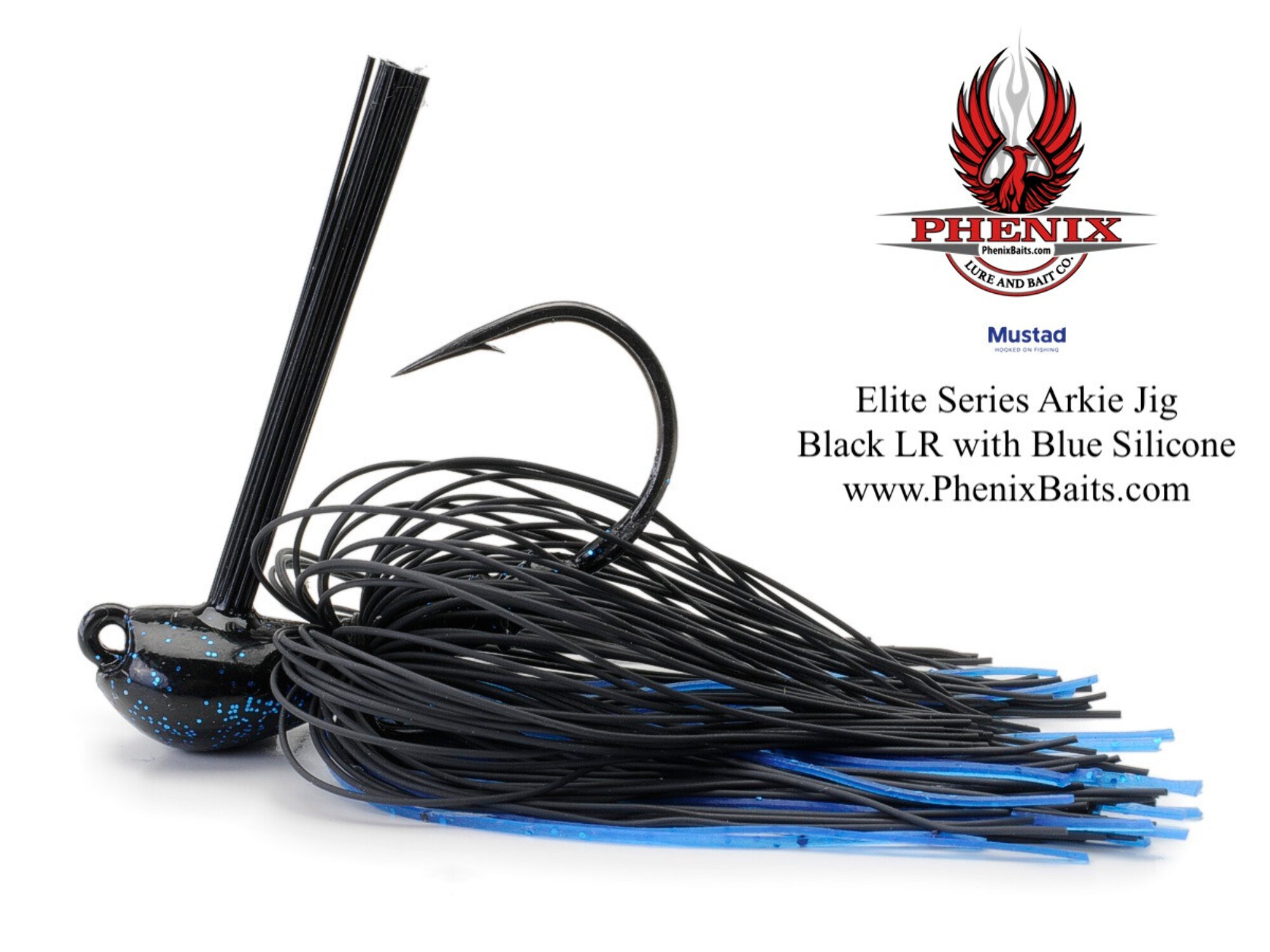 Phenix Elite Series Arkie Jig - Black Living Rubber with Blue Silicone ...
