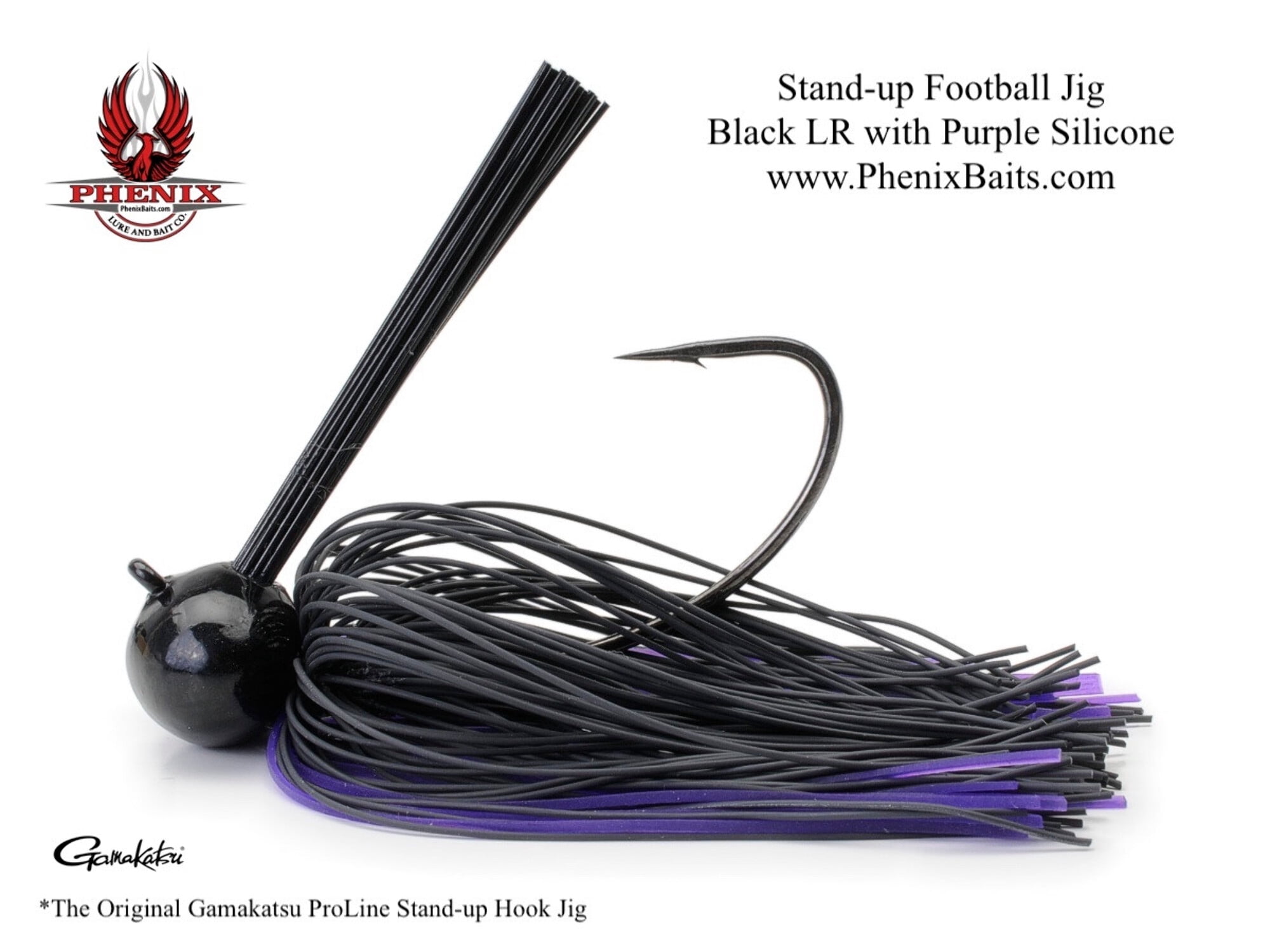 Phenix ProLine Stand-up Football Jig - Black Living Rubber with Purple ...