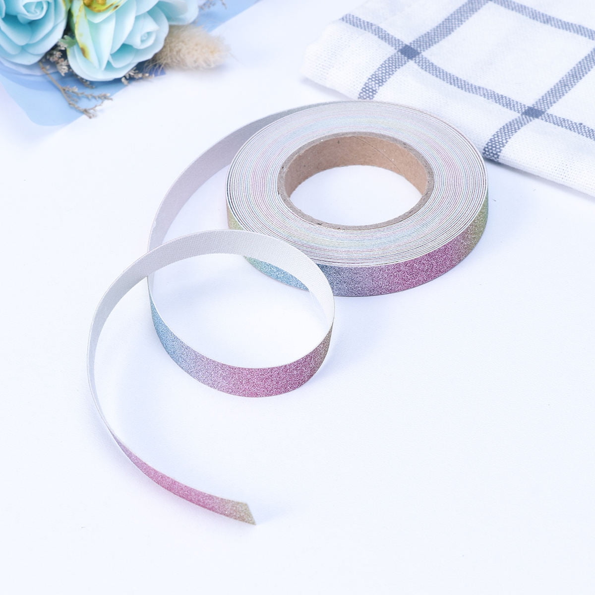 Phenofice 1 Roll Gradient Rainbow Pu Fabric Ribbon Diy Material For ...