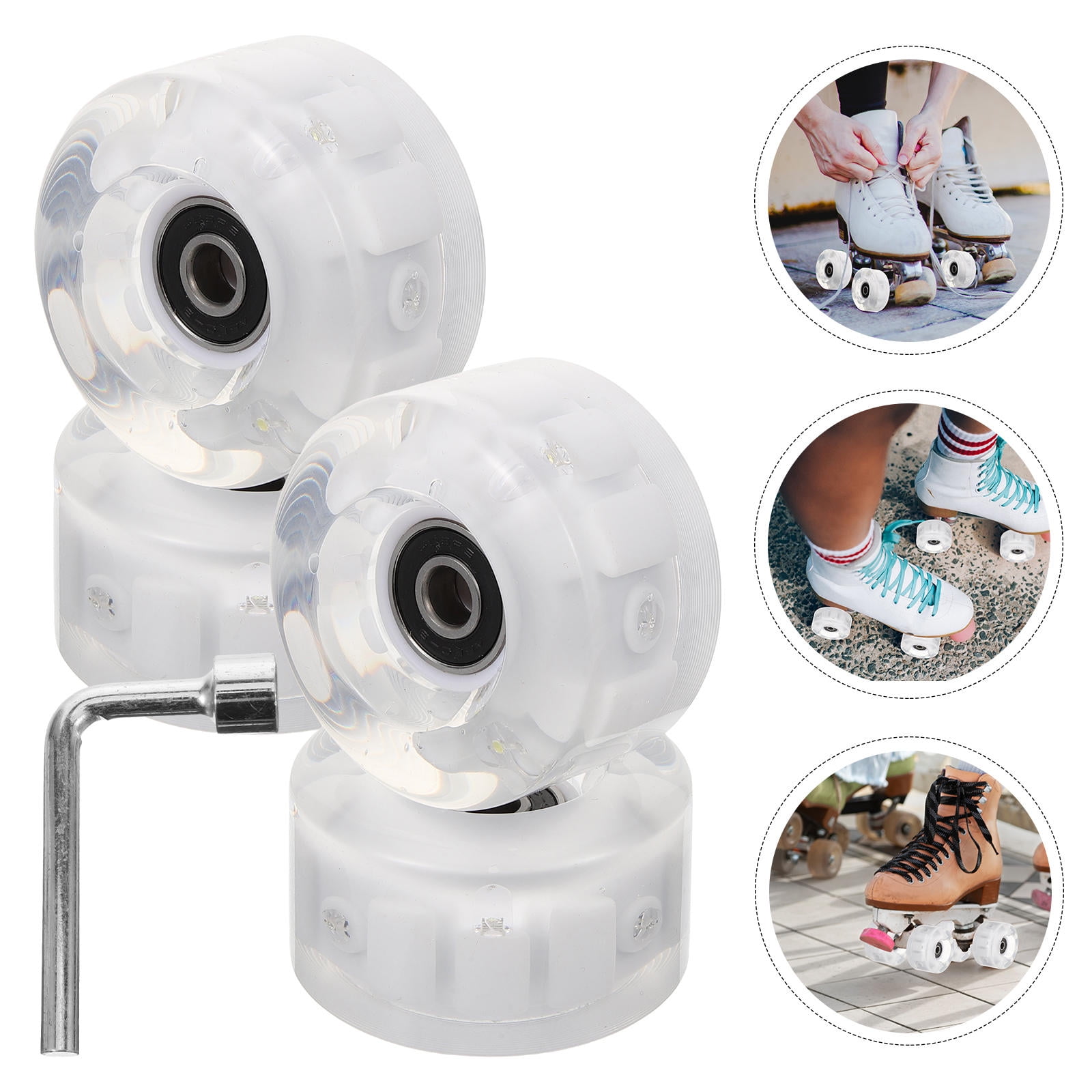 Phenofice 1 Set Pu Grip Flashing Round Roller Skating Wheels For Indoor ...