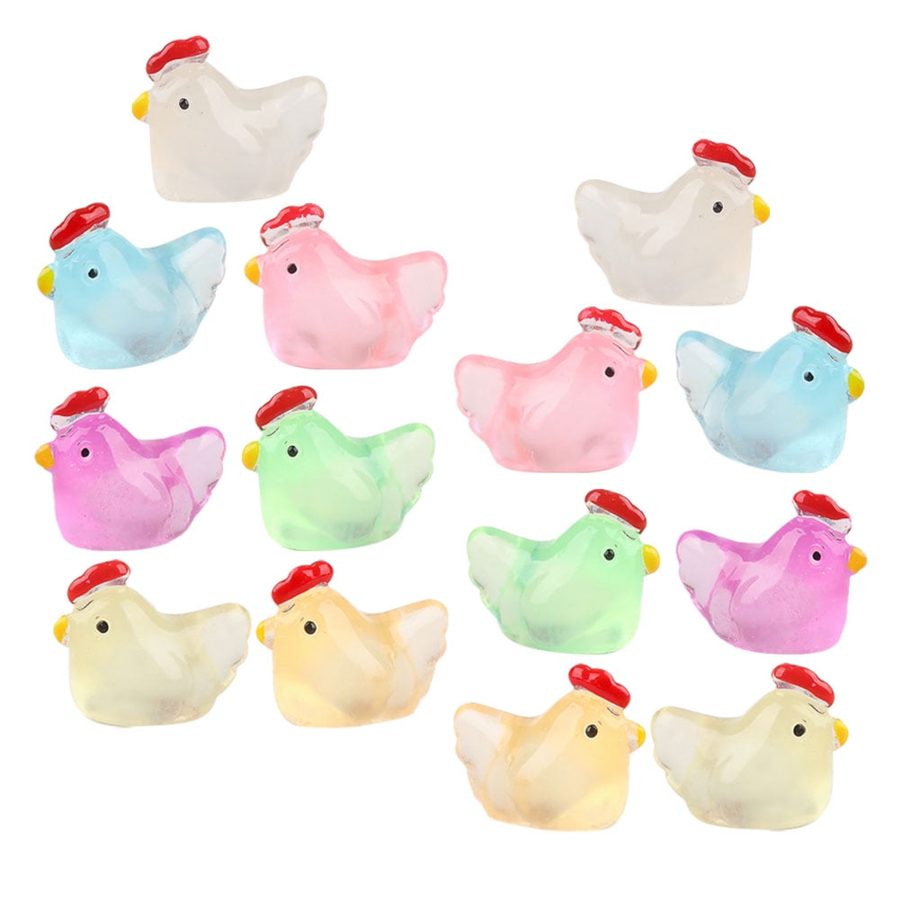 Phenofice 100 Pcs Glow in the Dark Mini Chicken Figurines Assorted ...