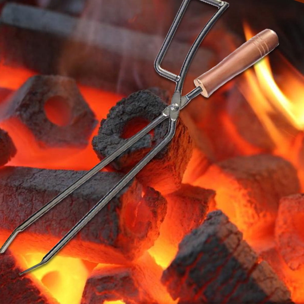 Phenofice 1Pack Black Wood Iron Outdoor Fire Charcoal Clamp With Long ...
