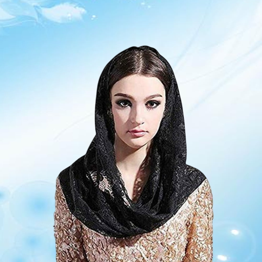 Phenofice 1Pack Funeral Accessories Black Lace Head Covering For Women ...