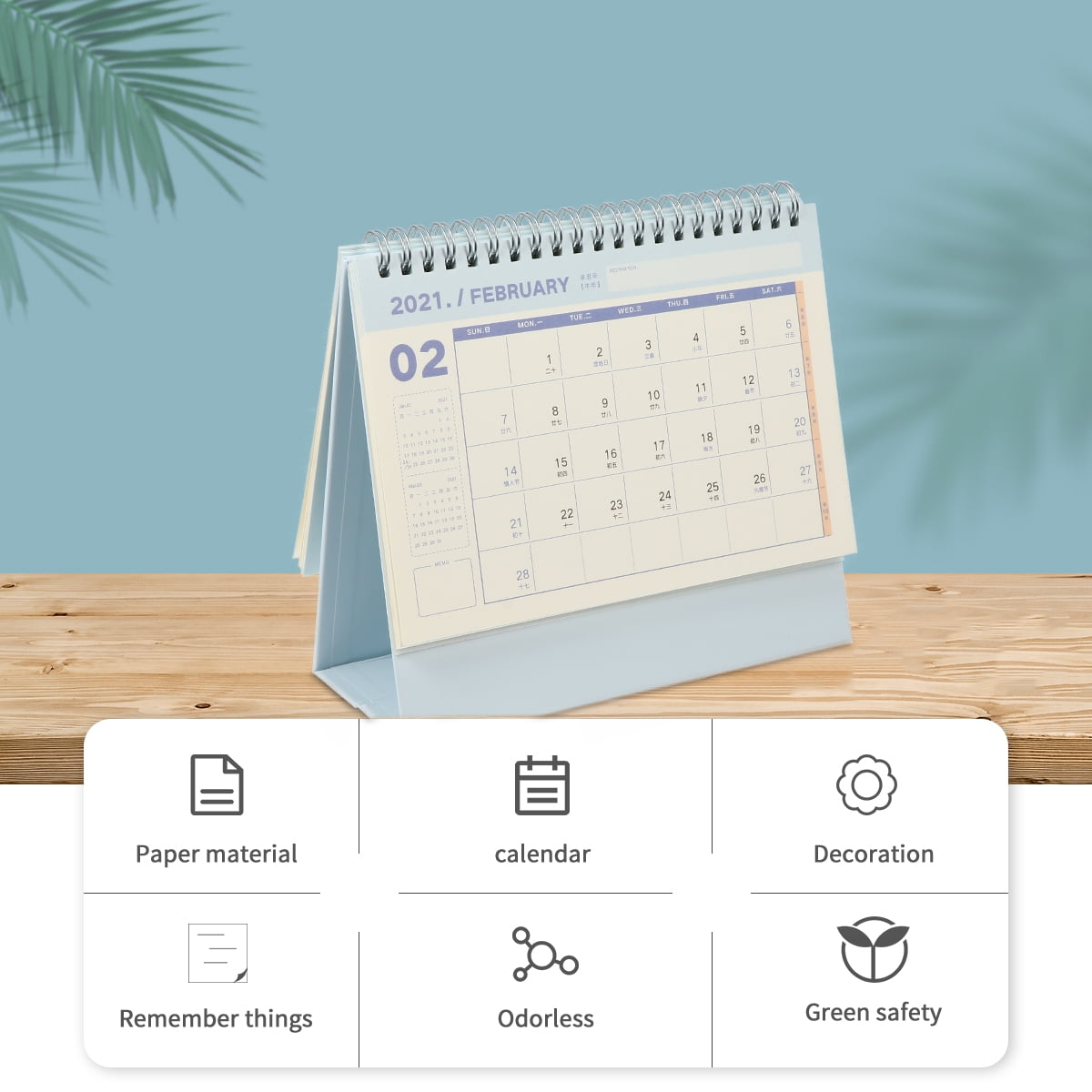Phenofice 1Pack Mini Daily Desktop Calendar Rectangular Shape Great for ...