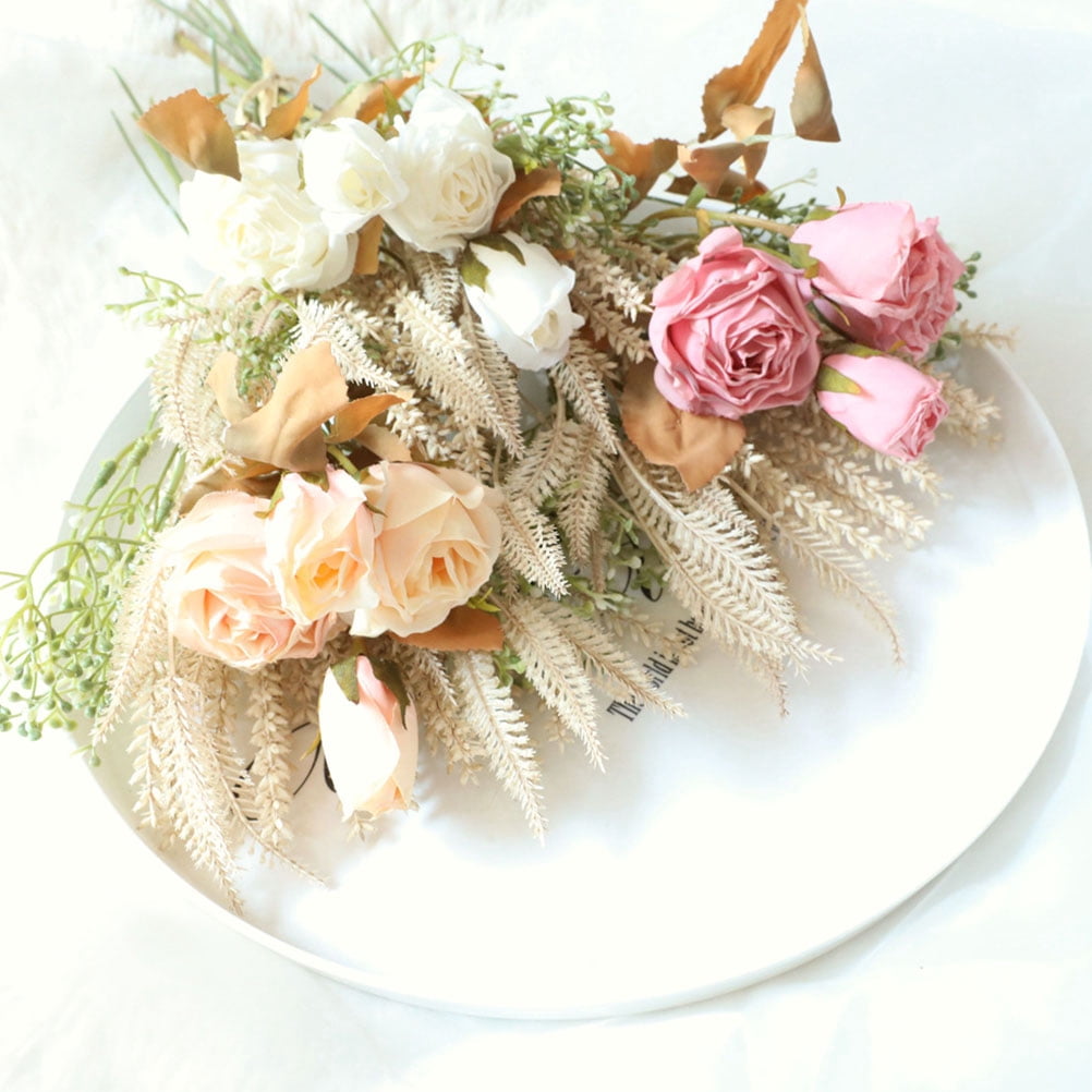 Phenofice 1Pack Realistic Flowers Fake Floral Arrangement Pink Rose ...