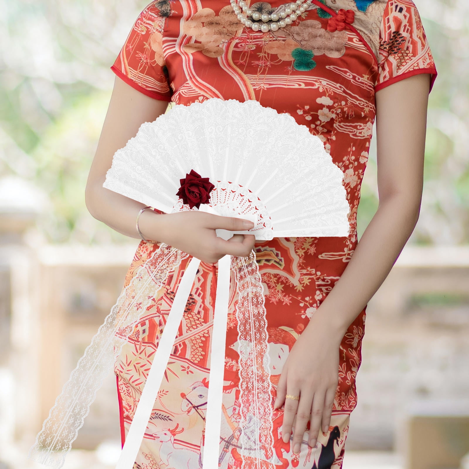 Phenofice 1Pack White Lace Hand Fans For Women Vintage Folding Fan 11 ...