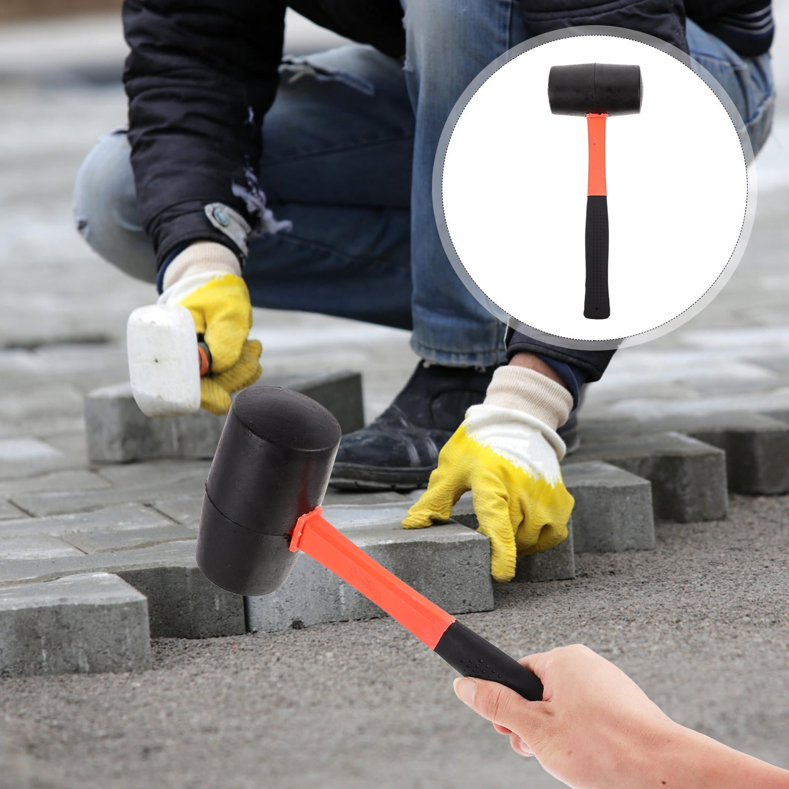 Phenofice Rubber Mallet Hammer Black Fiber Handle 1Pack 13.6x4.9in ...