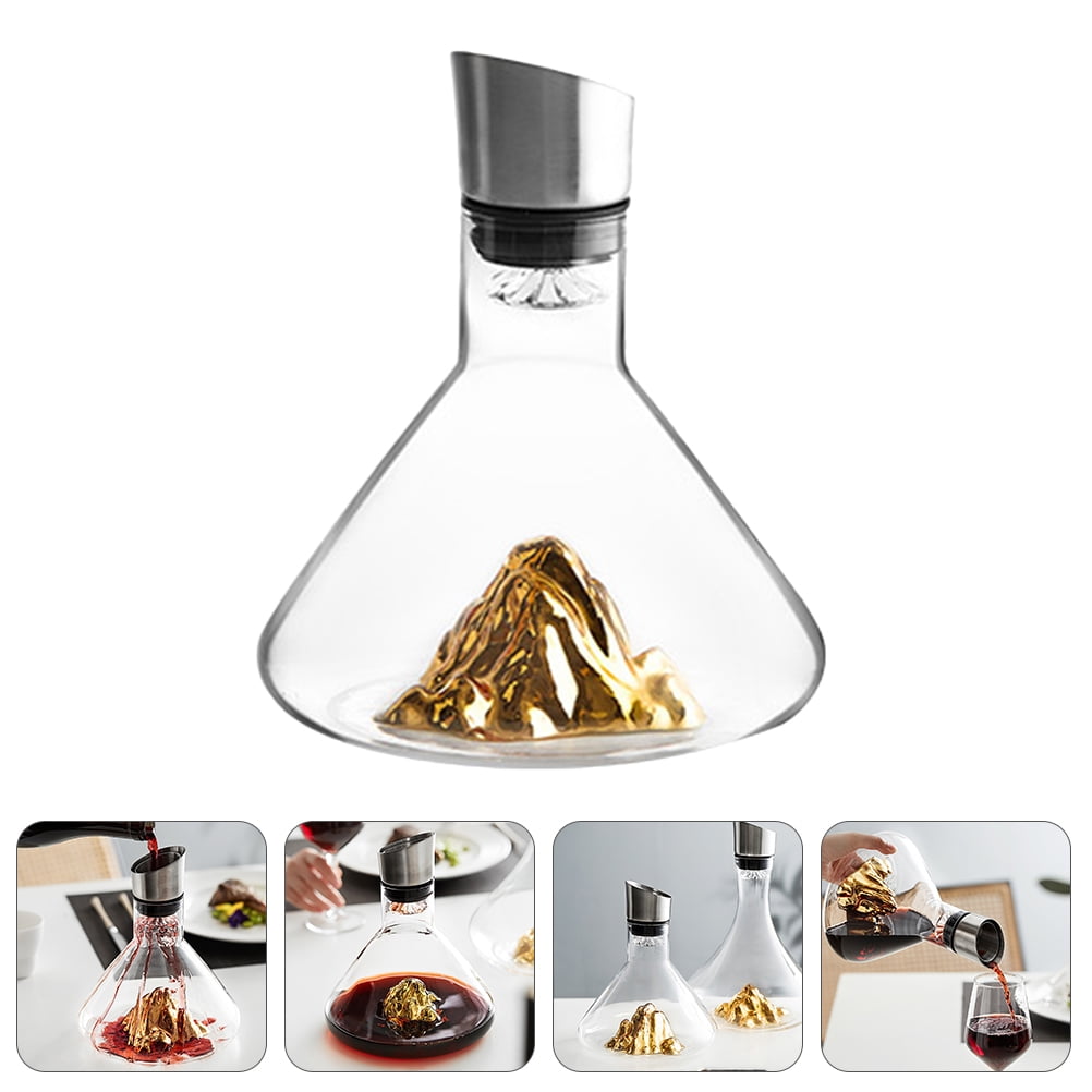 Phenofice 1Set Simple Wine Decanter Golden Crystal Iceberg Shape For ...