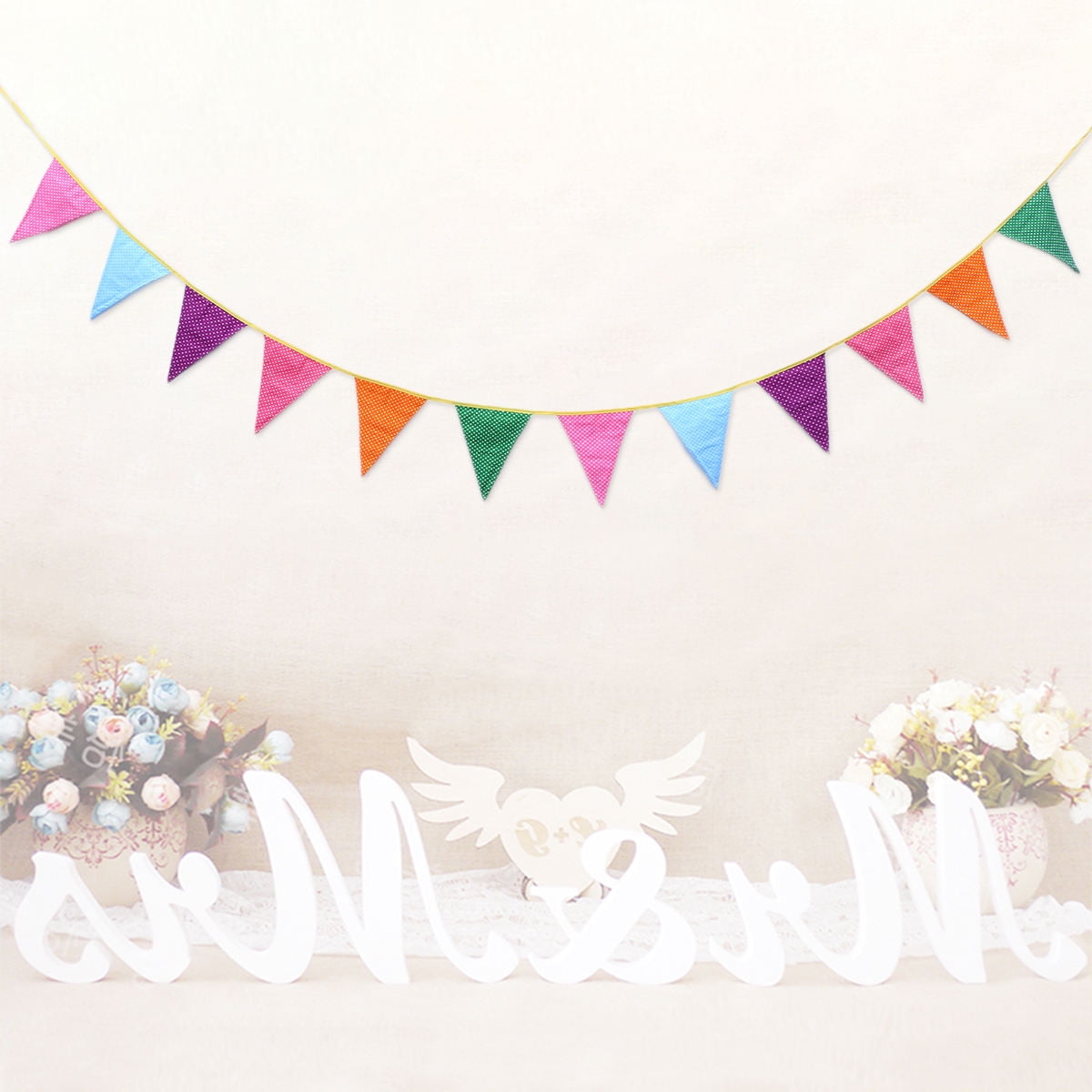 Phenofice 1Set Triangle Pennant Flags Banner Assorted Color Cotton ...