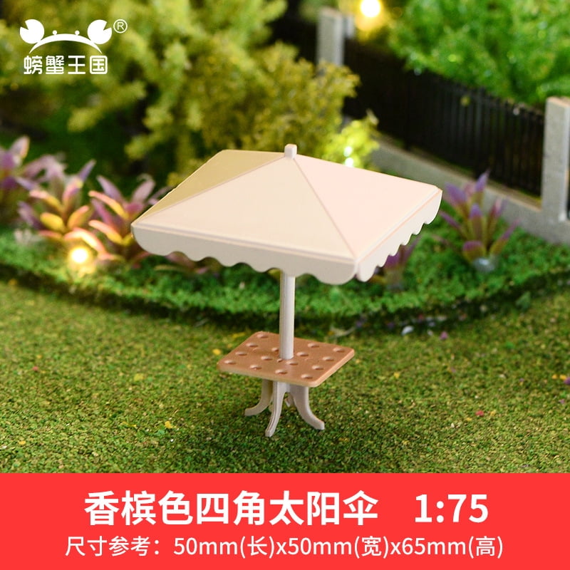 Phenofice Beige Miniature Park Bench and Parasol Set for Dollhouse ...