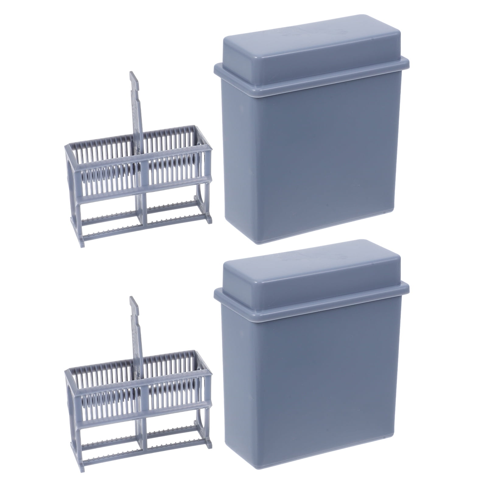 Phenofice 2Sets Microscope Slides Staining Jar And Rack Grey Plastic ...