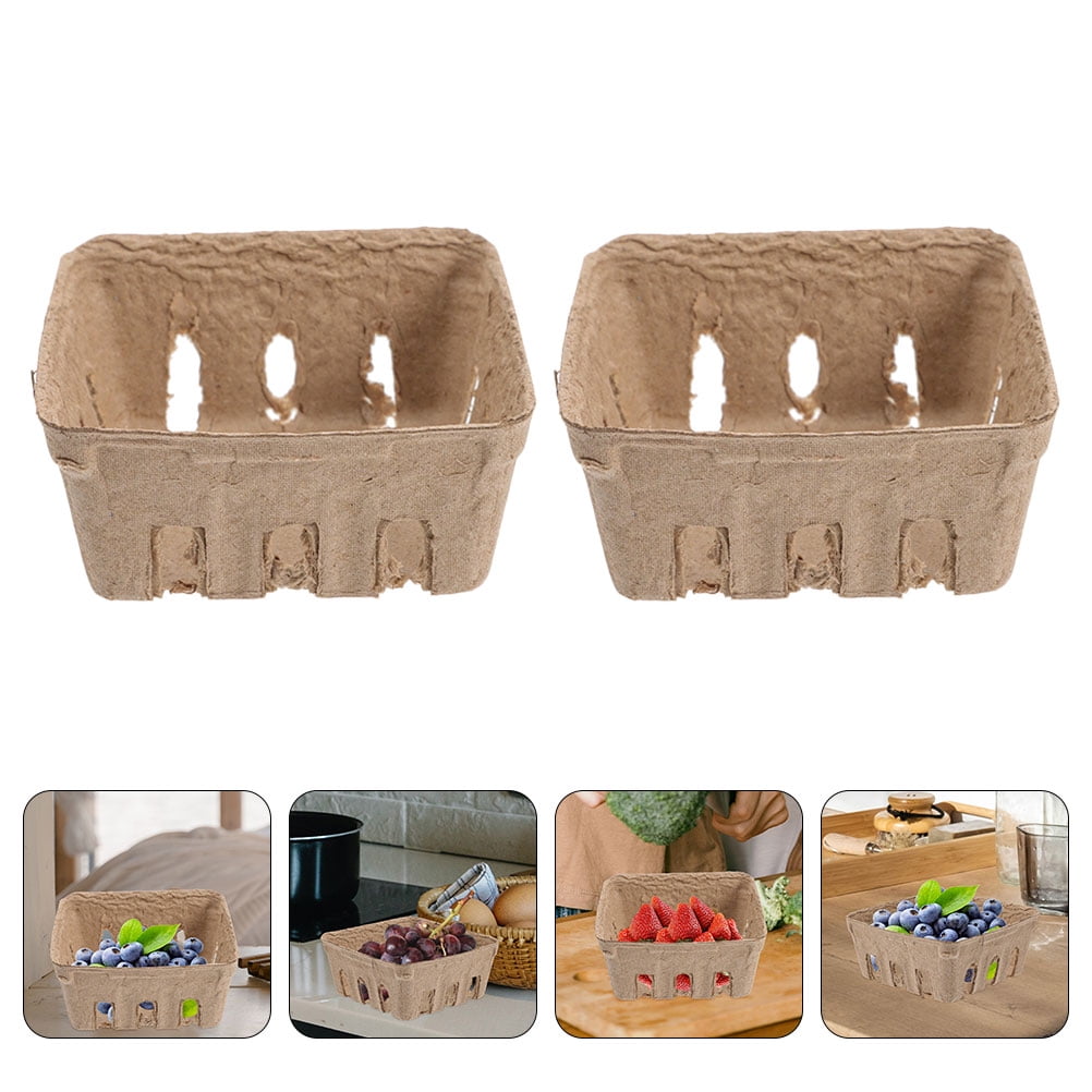 Phenofice 30pcs Berry Baskets Pulp Paper Light Brown Fruit Storage ...