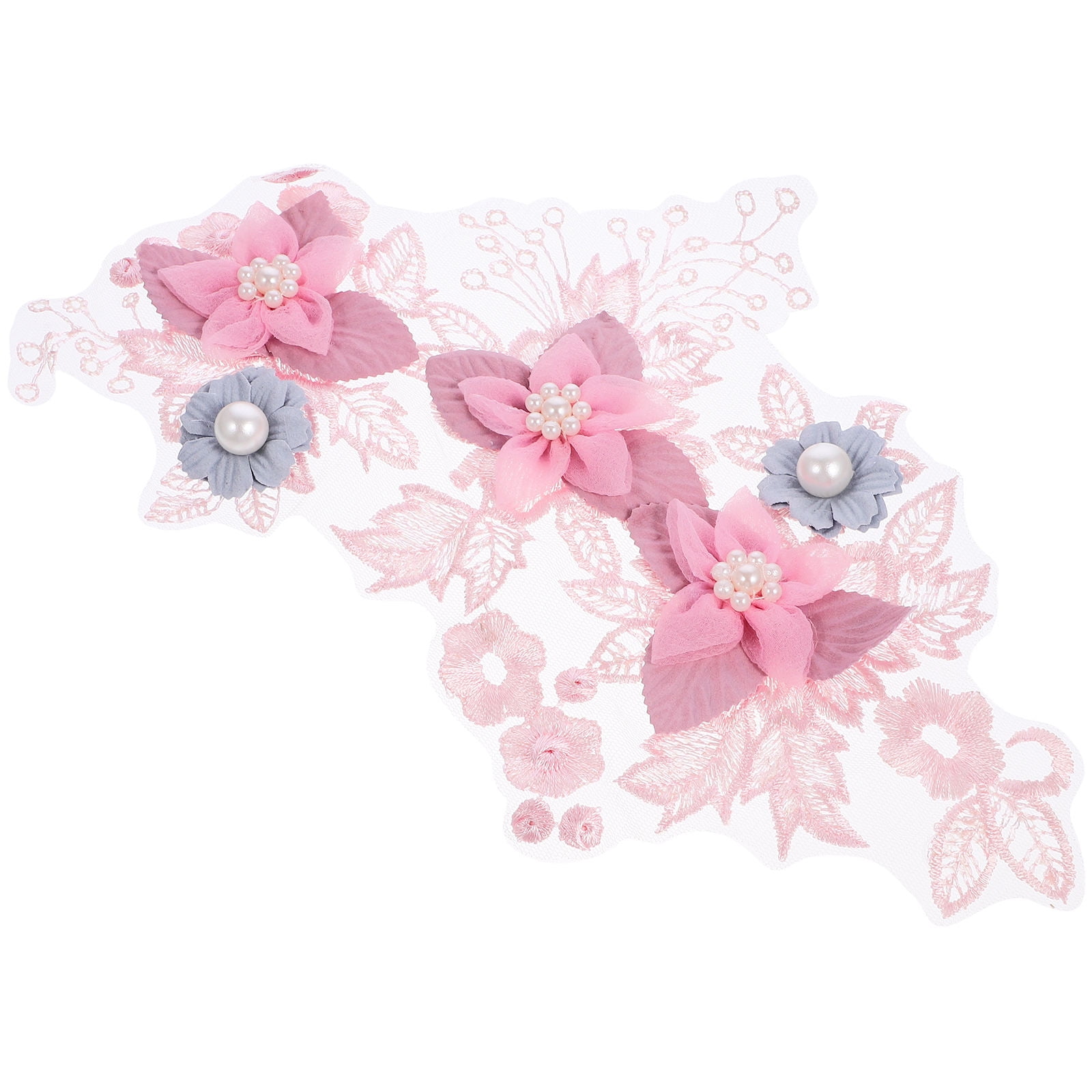 Phenofice Stereoscopic Flower Sticker Pink Lace Fabric Embroidery ...
