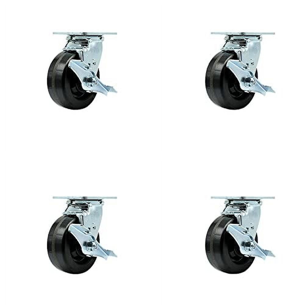 Phenolic Swivel Top Plate Casters Set of 4 Heavy Duty with 5 Inch ...