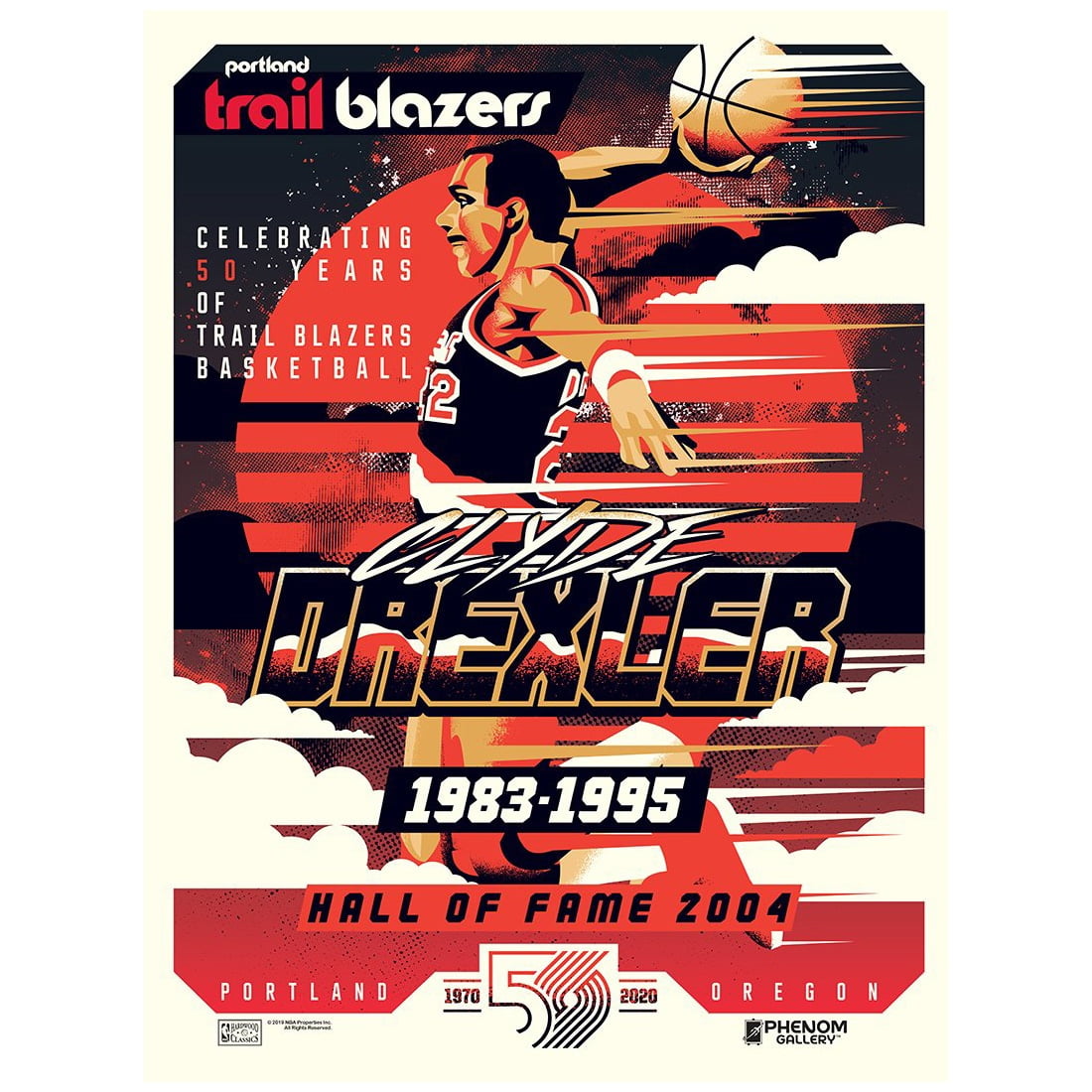 Phenom Gallery Clyde Drexler Portland Trail Blazers 18'' x 24'' Hall of ...
