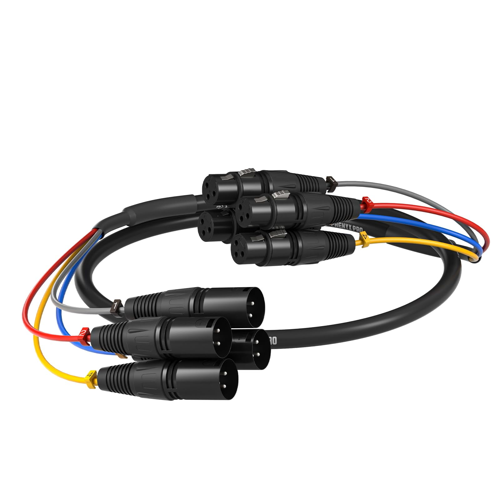 Phenyx Pro 3 Ft XLR Snake Cable, Color-Coded Patch Cable Wire, 4 ...