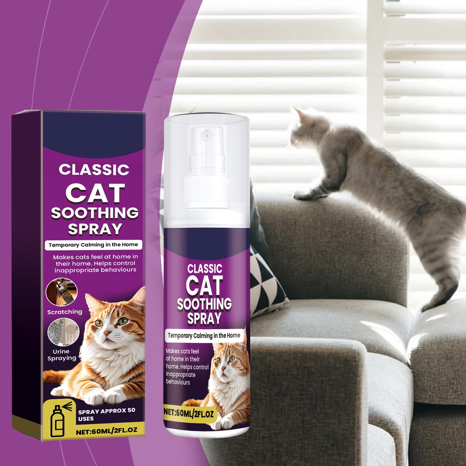 Pheromone Spray,Cat Pheromones Calming DiffuserClassic Cat Soothing ...