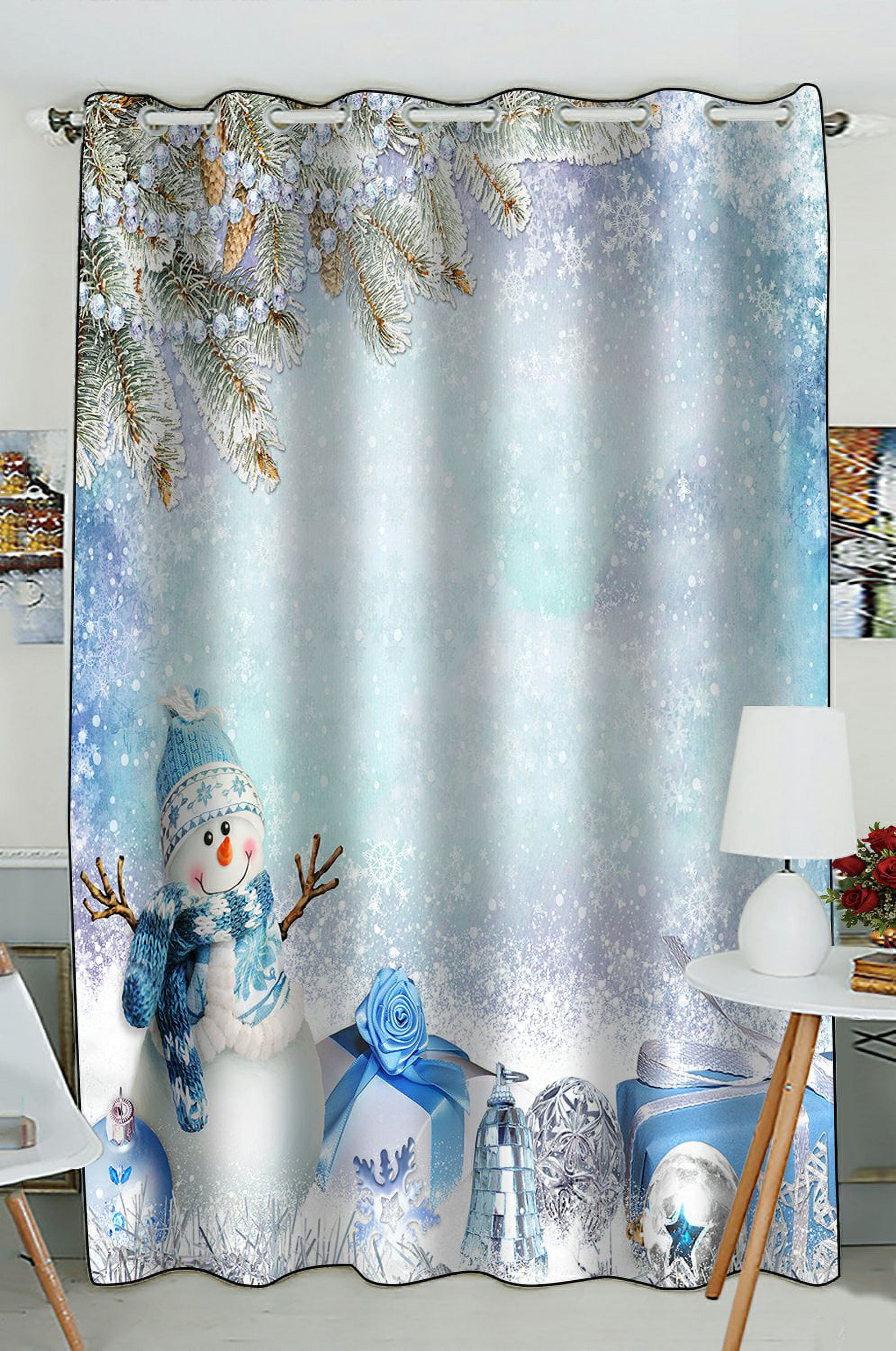 Phfzk Happy Festival Window Curtain, Merry Christmas Cute Winter ...