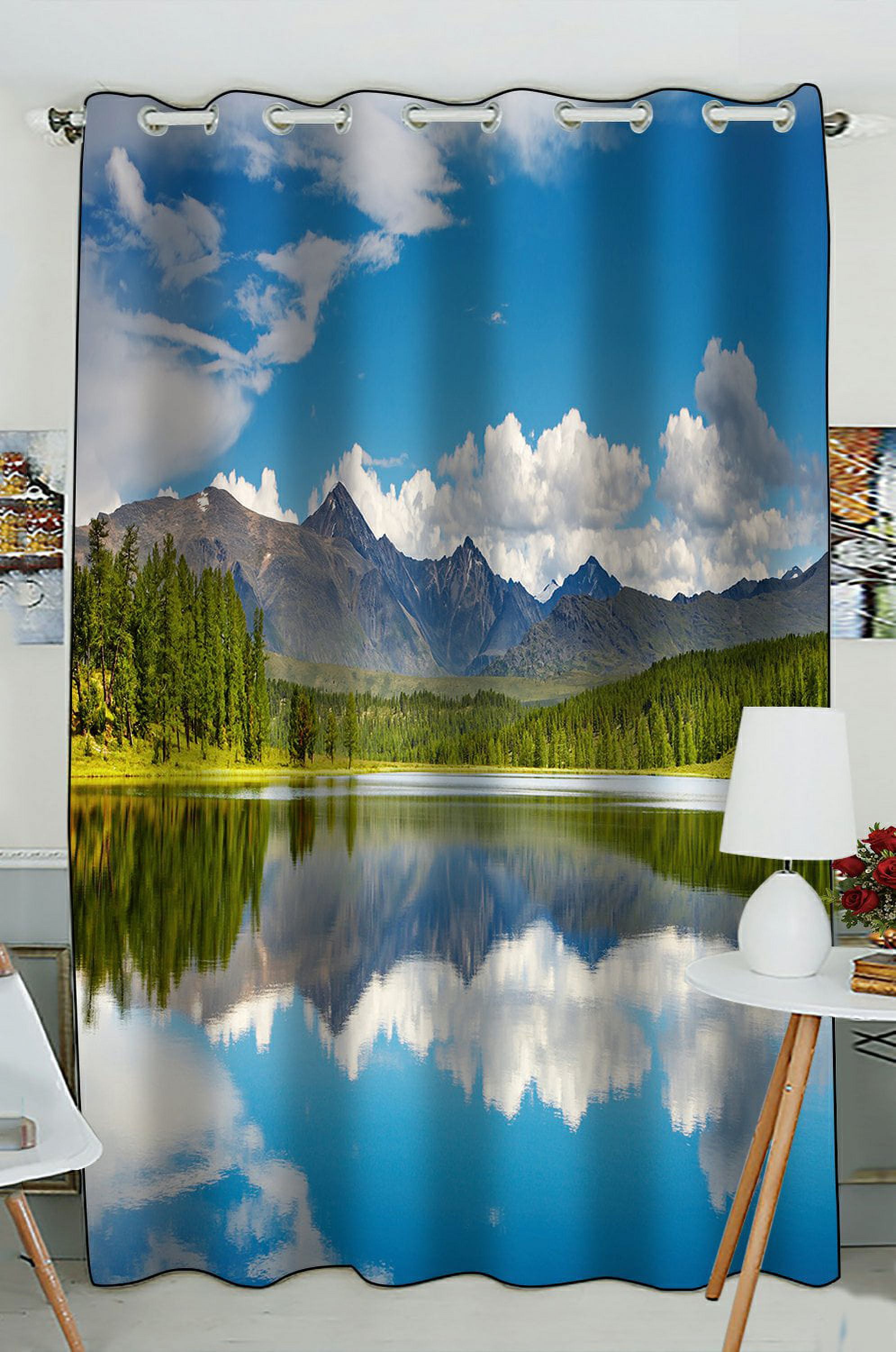 Phfzk Lake And Reflection Sky Cloud Window Curtain, Altai Mountain ...