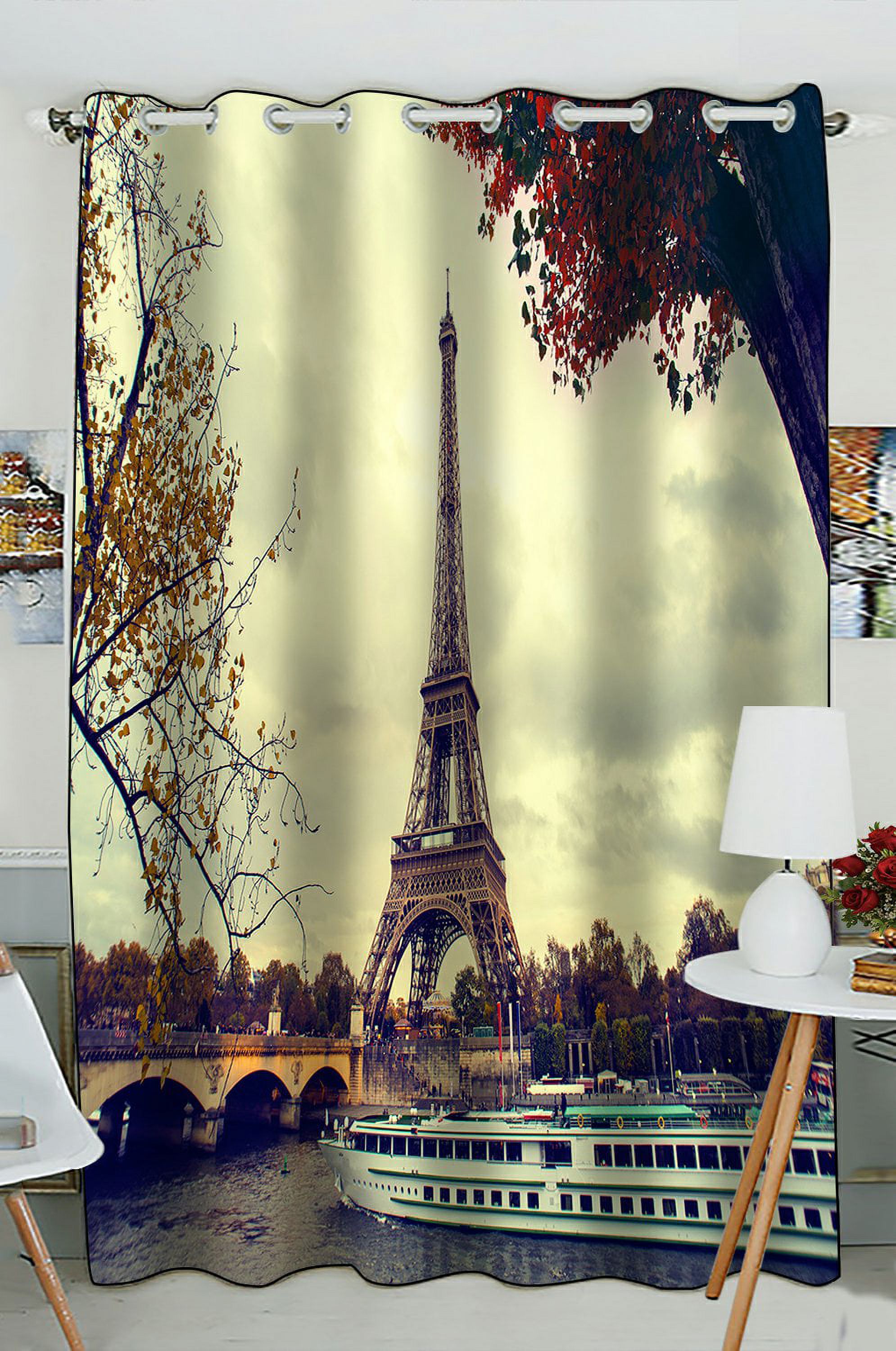 Phfzk Paris Eiffel Tower Window Curtain, Paris Landmark City Of Love ...