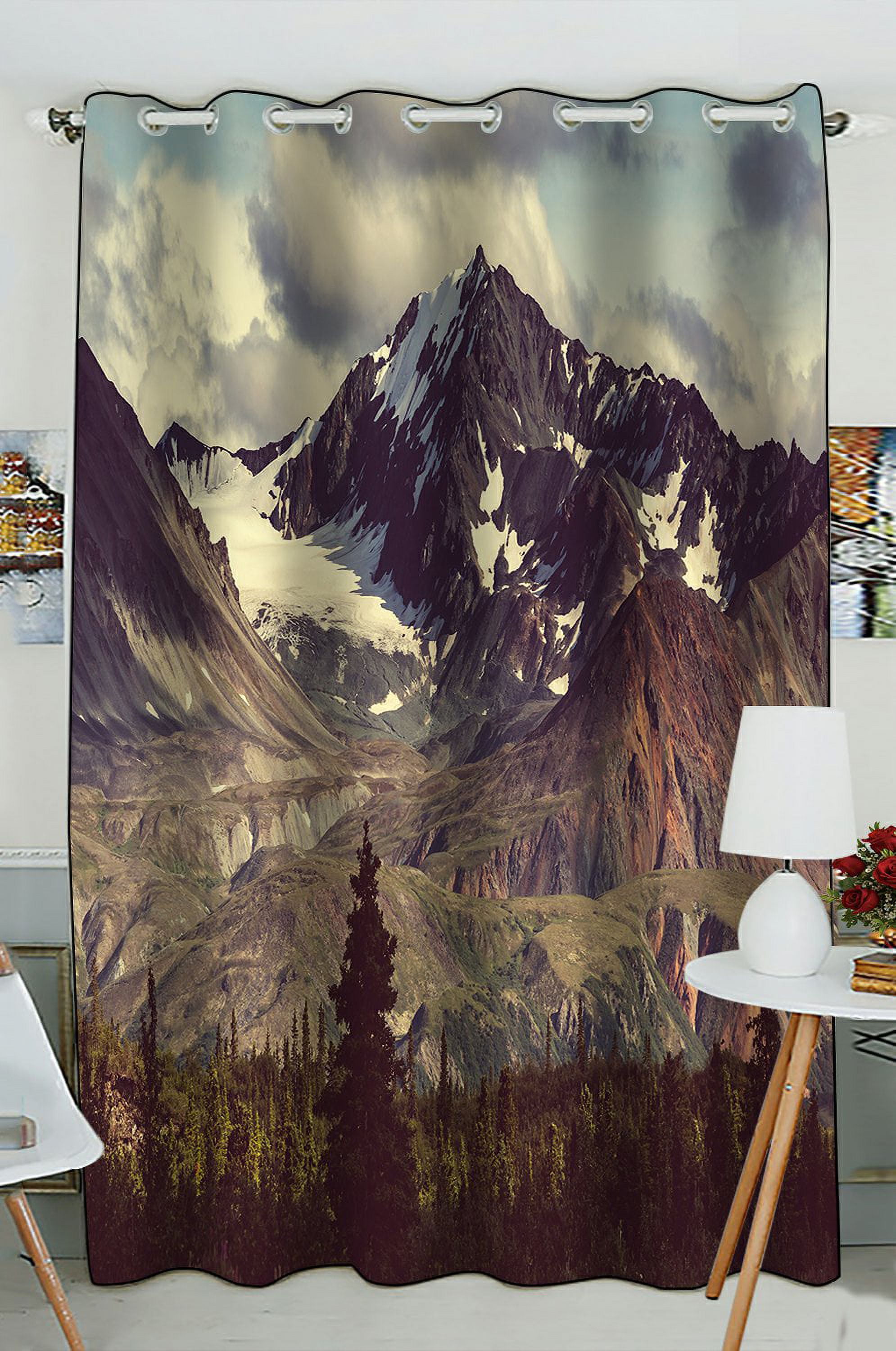 Phfzk Snowy Nature Window Curtain, Mountain Landscapes Alaska Window ...